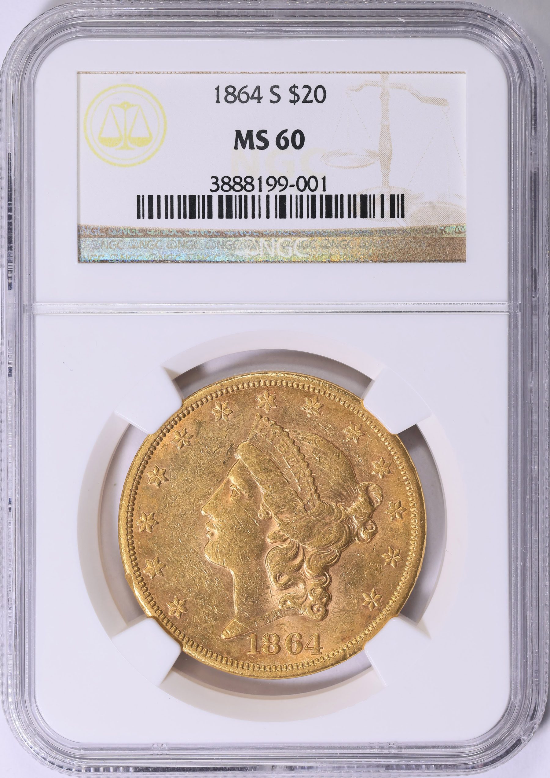 1864-S Liberty Gold Double Eagle NGC MS-60 (Item 1808438) | GreatCollections Coin Auctions