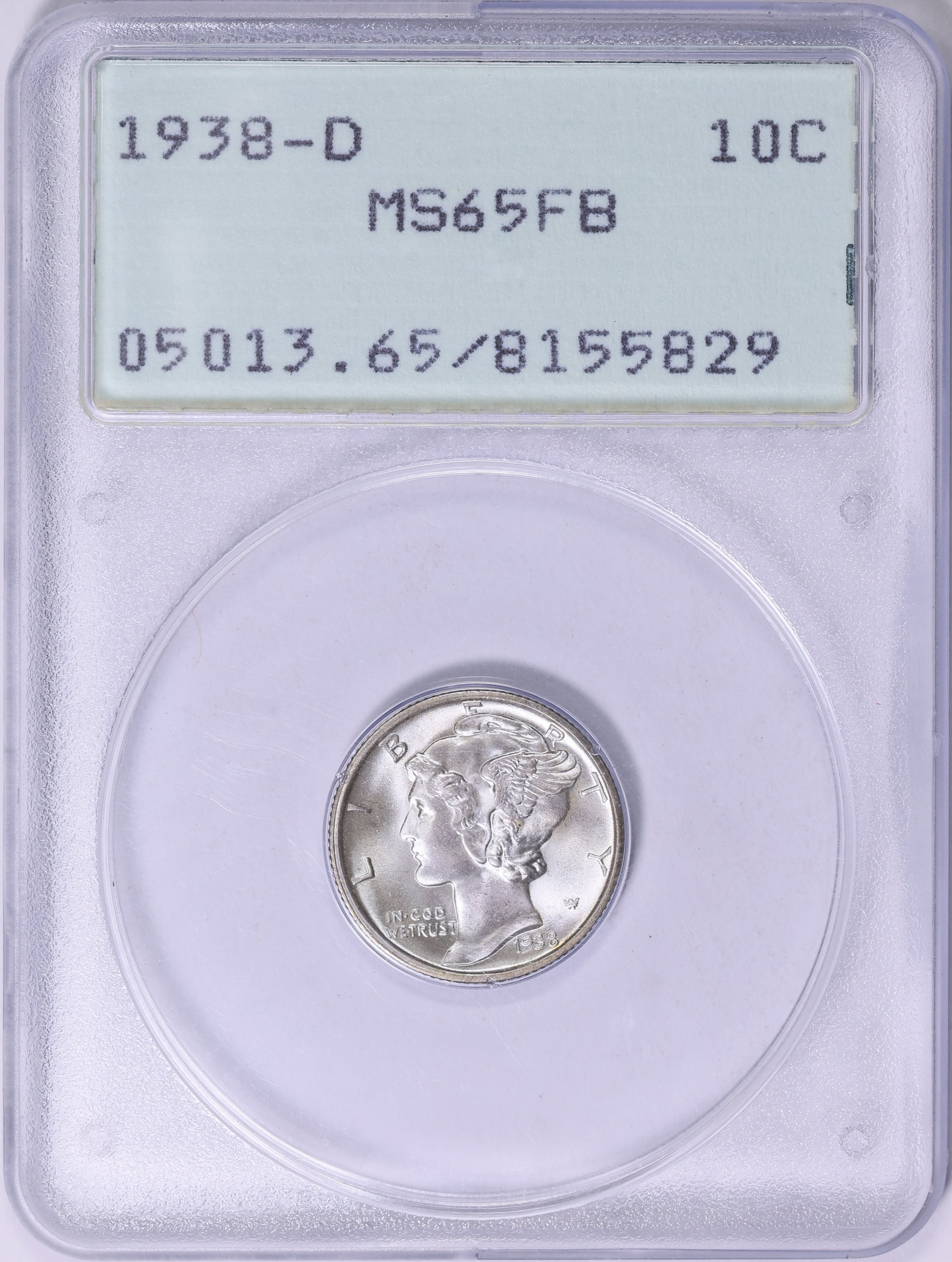 1938-D Mercury Dime PCGS MS-65 FB OGH (1st Gen) (Item 1808440) | GreatCollections Coin Auctions