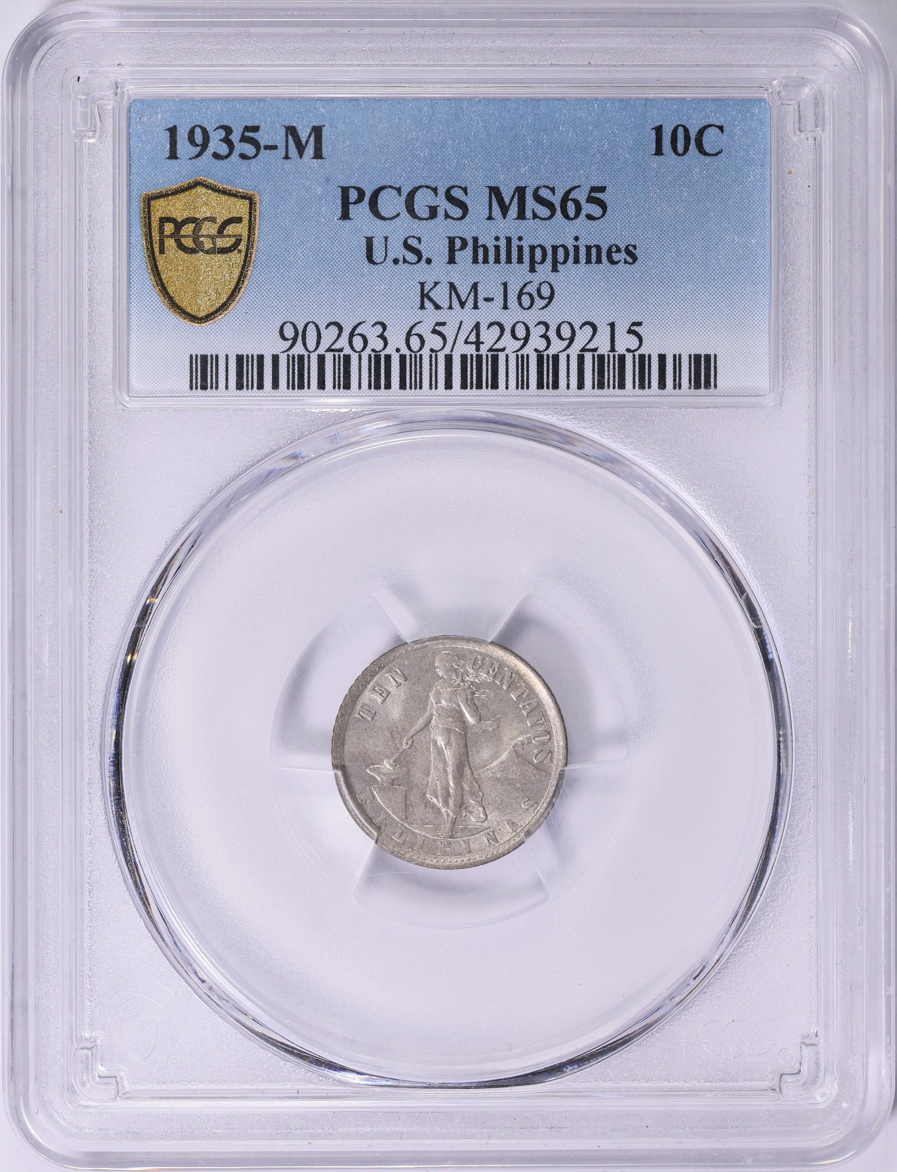 1935-M U.S. Philippines Ten Centavos PCGS MS-65 (Item 1808449) | GreatCollections Coin Auctions