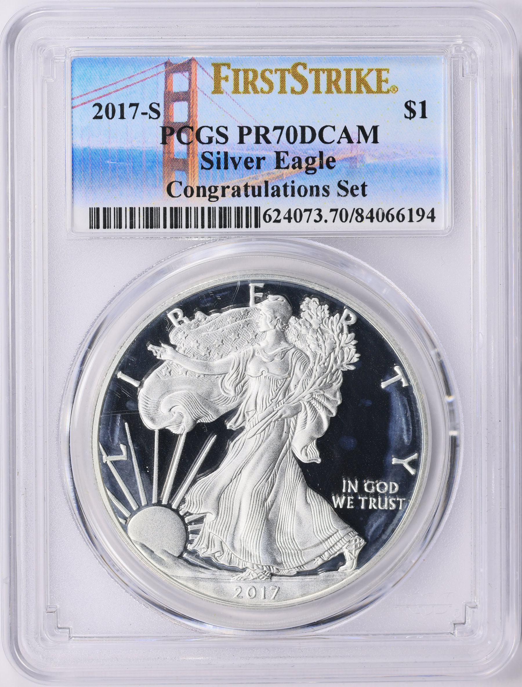2017-S $1 Silver Eagle First Strike (From the Congratulations Set) PCGS Proof-70 DCAM (Item ...