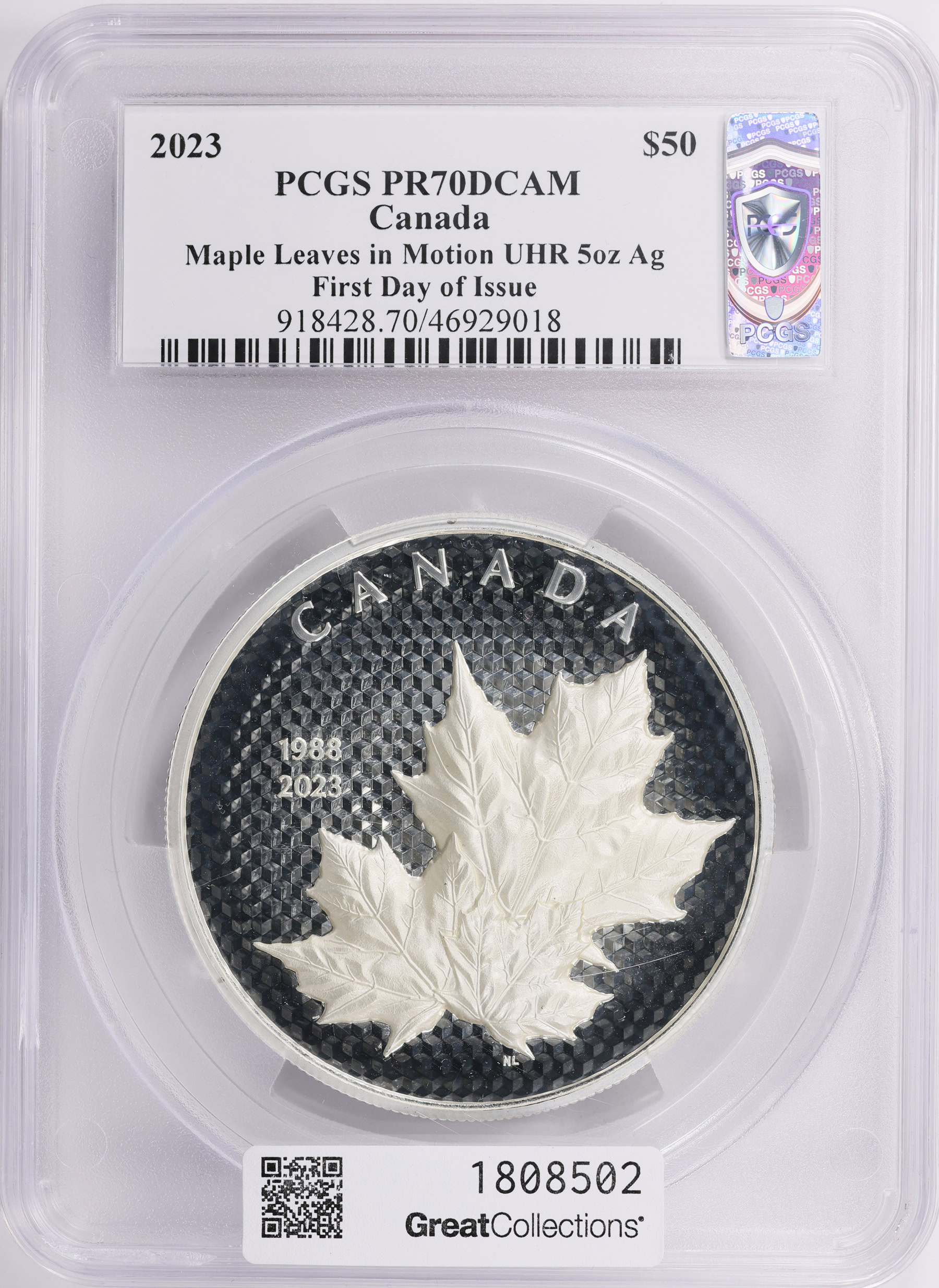 Canada 2023 Silver $50 Maple Leaves in Motion Ultra High Relief KM-3321 ...