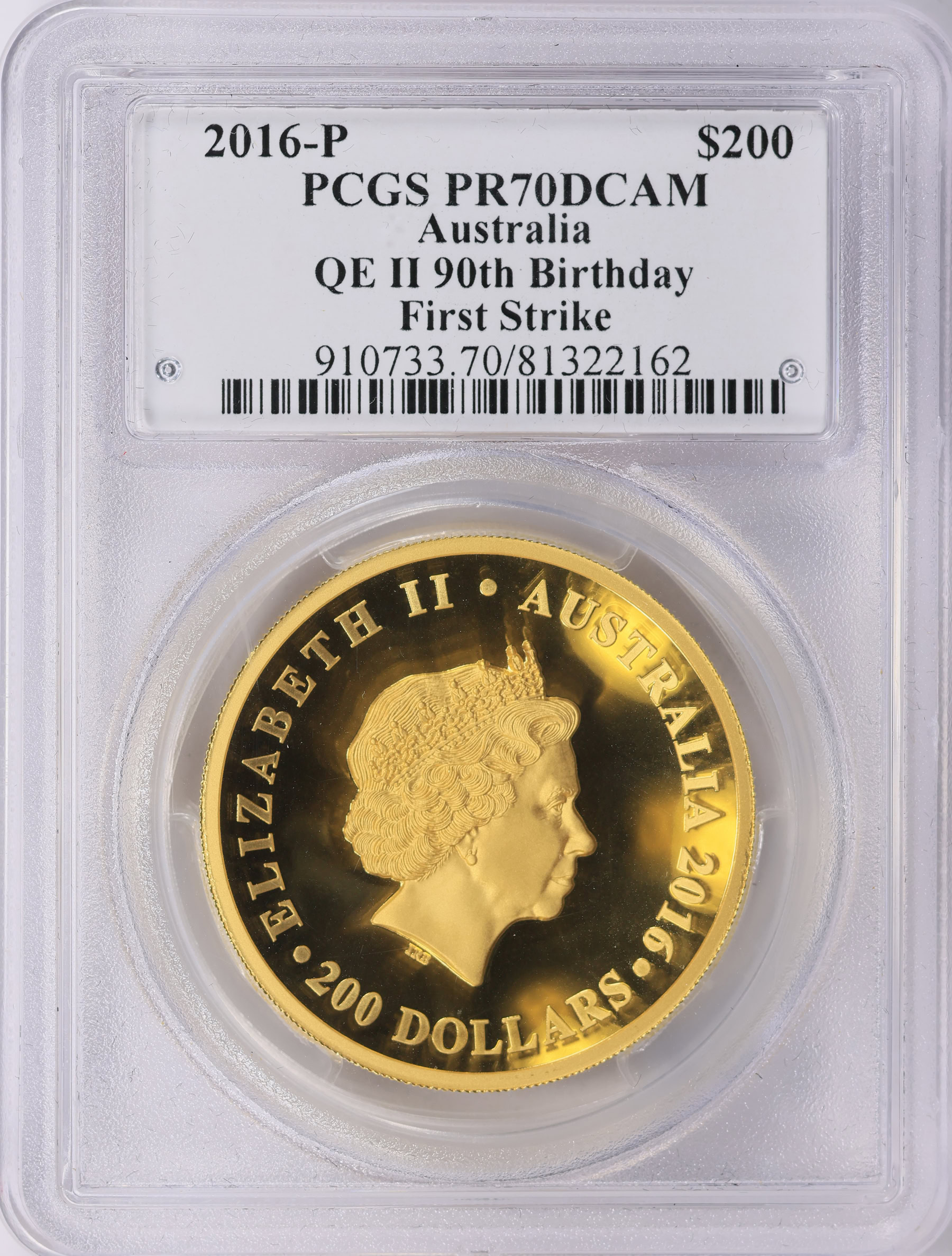 Australia 2016-P Gold $200 Queen Elizabeth II 90th Birthday High Relief ...