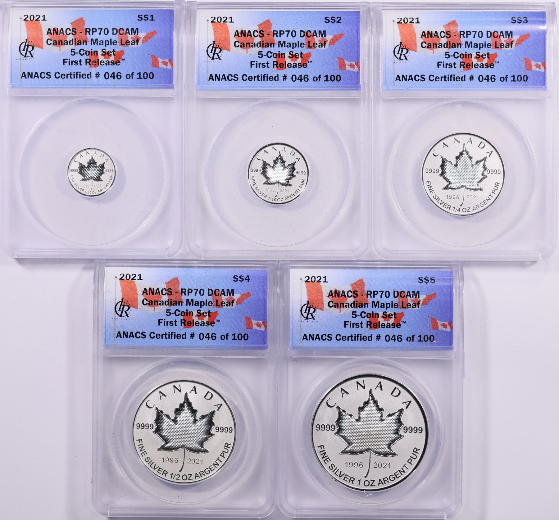 Canada 2021 Silver $1, $2, $3, $4 and $5 Maple Leaf Arboreal Emblem ...