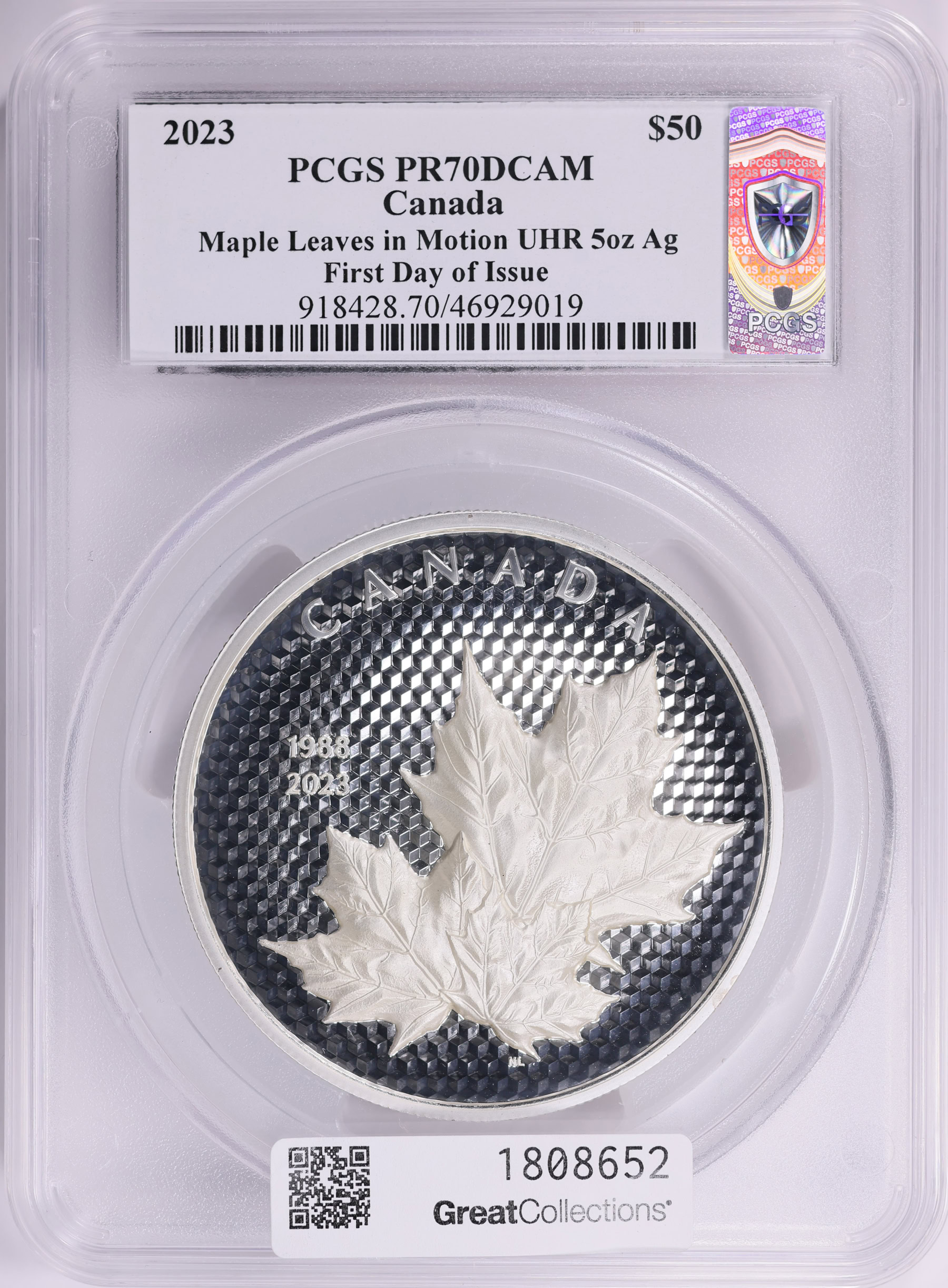 Canada 2023 Silver $50 Maple Leaves in Motion Ultra High Relief KM-3321 ...
