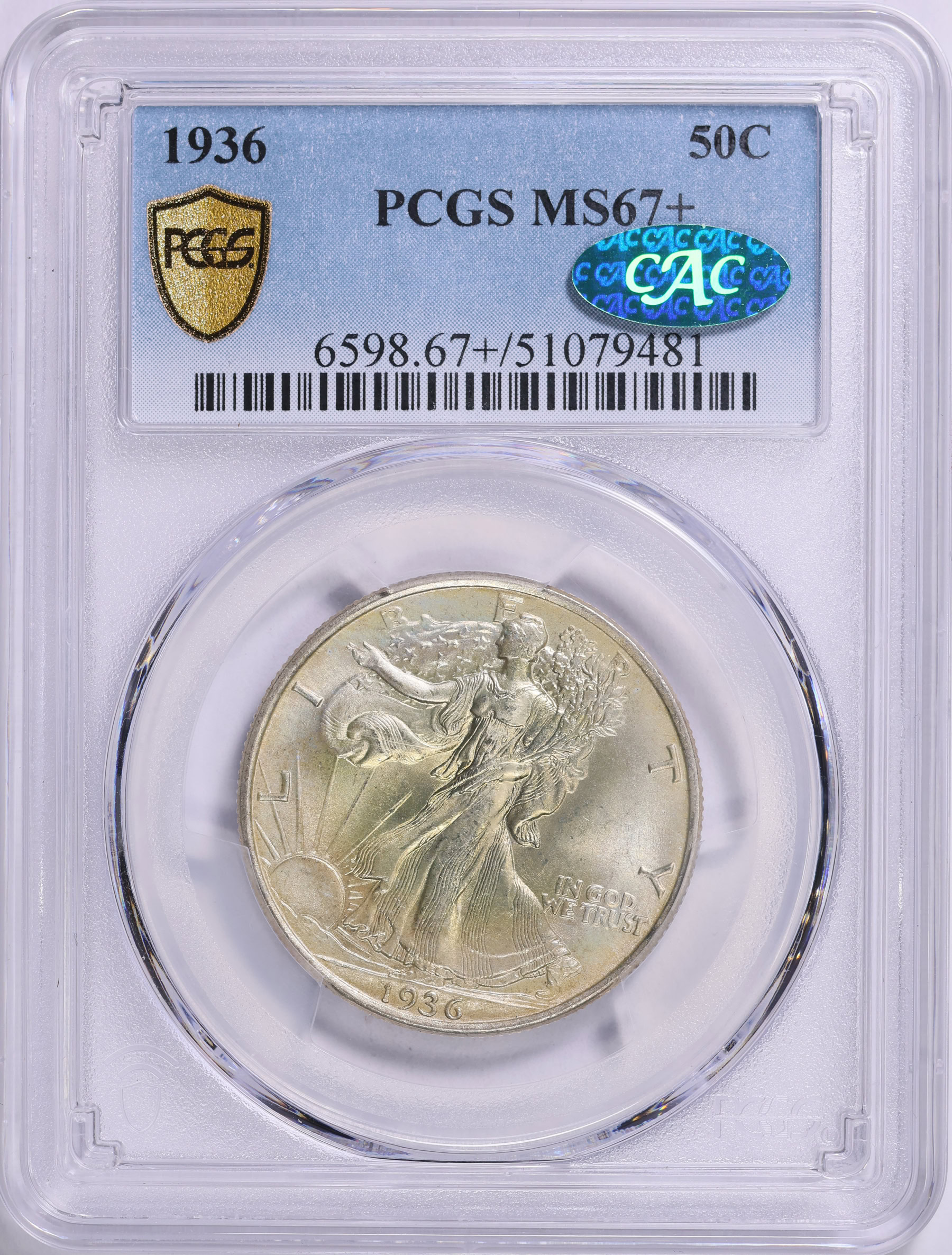 1936 Walking Liberty Half Dollar PCGS MS-67+ (CAC Green) (Item 1808756) | GreatCollections Coin ...