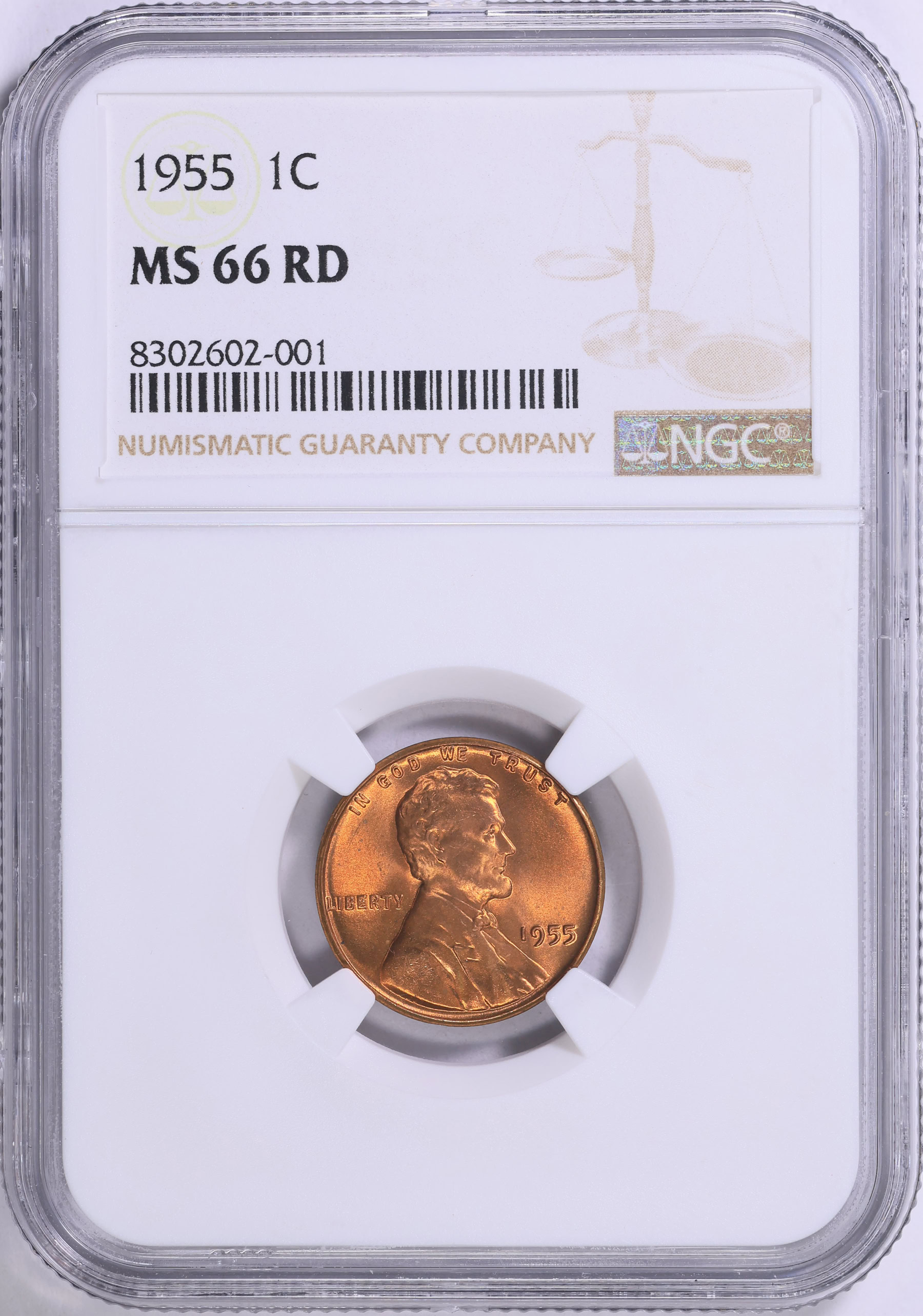 1955 Lincoln Cent NGC MS-66 RD (Item 1808787) | GreatCollections Coin Auctions