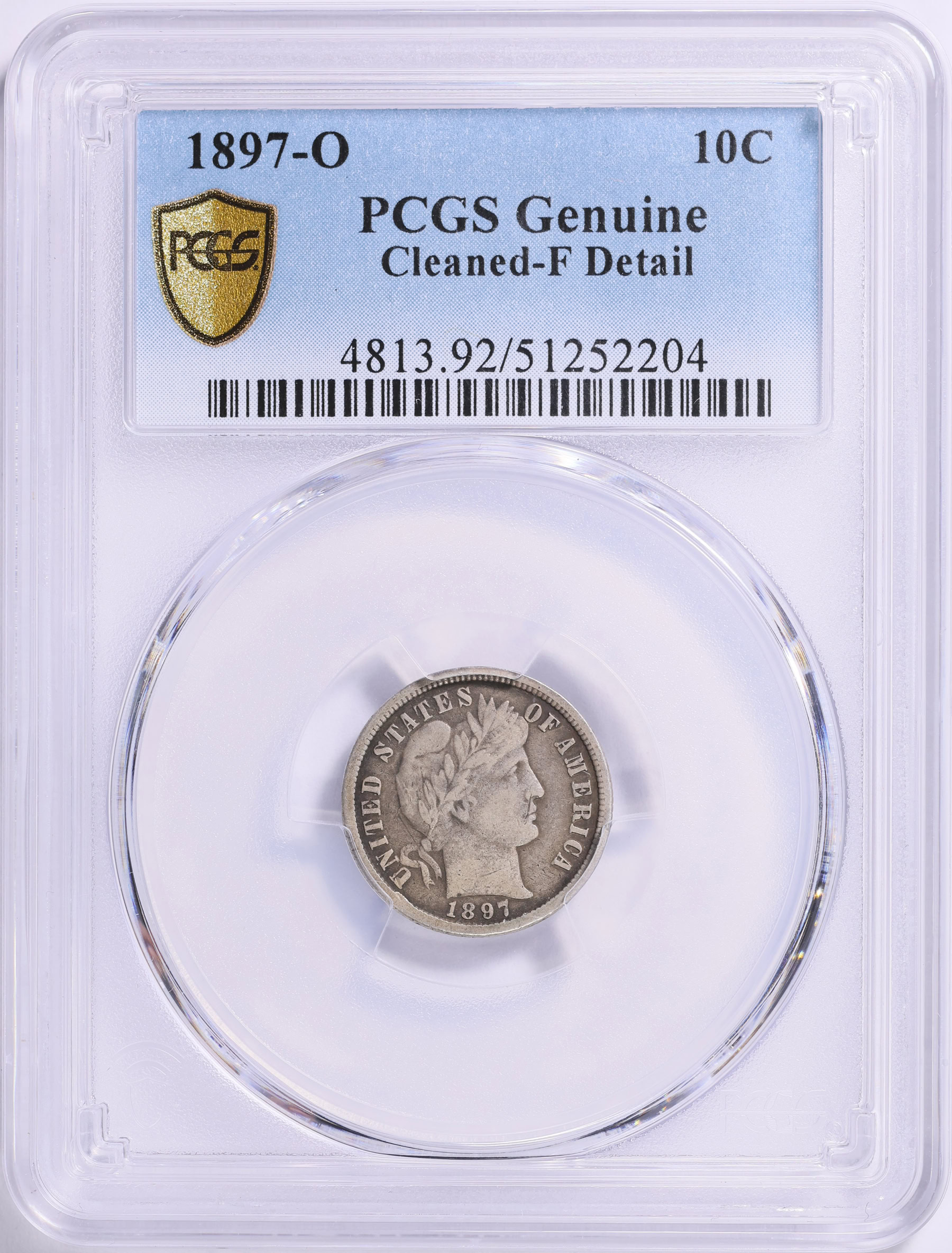 1897-O Barber Dime PCGS Genuine Fine Details (Item 1808824) | GreatCollections Coin Auctions