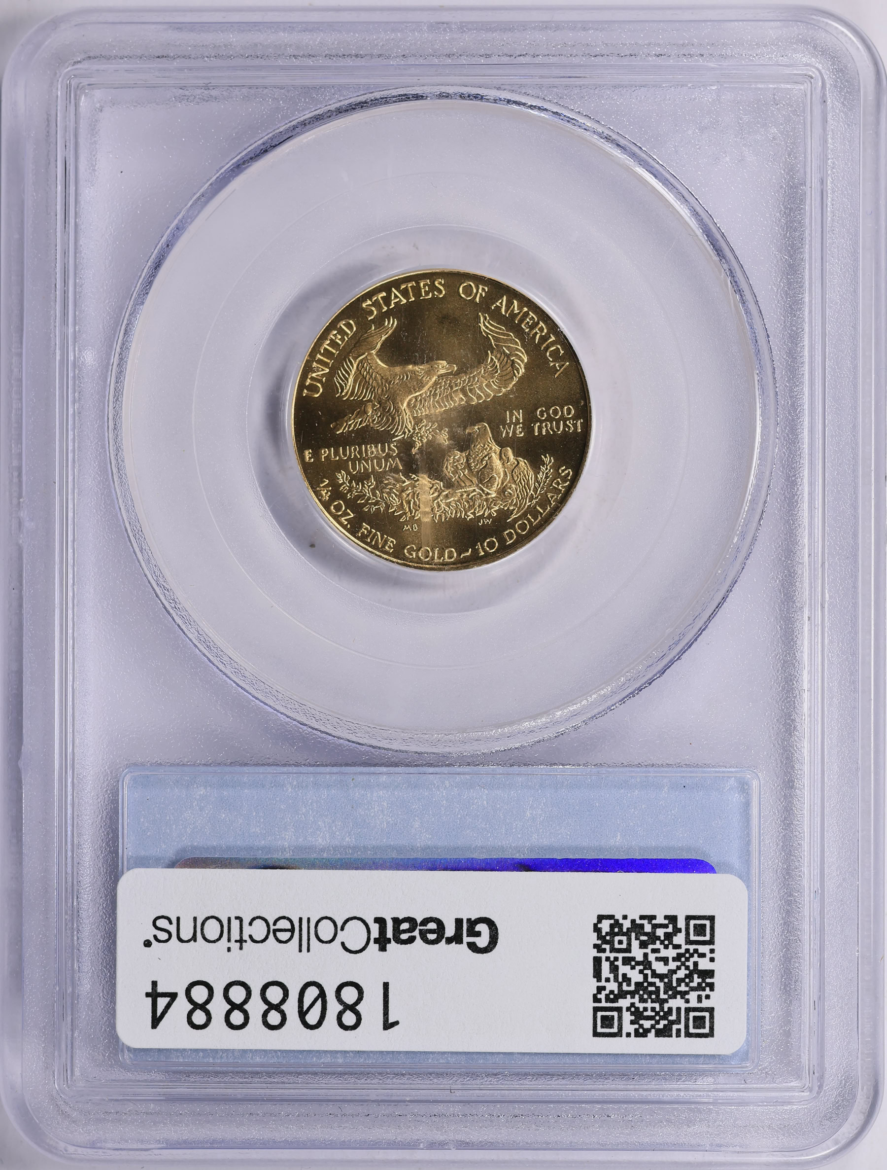 1999-W $10 Quarter-Ounce Gold American Eagle Made from Unfinished Proof ...