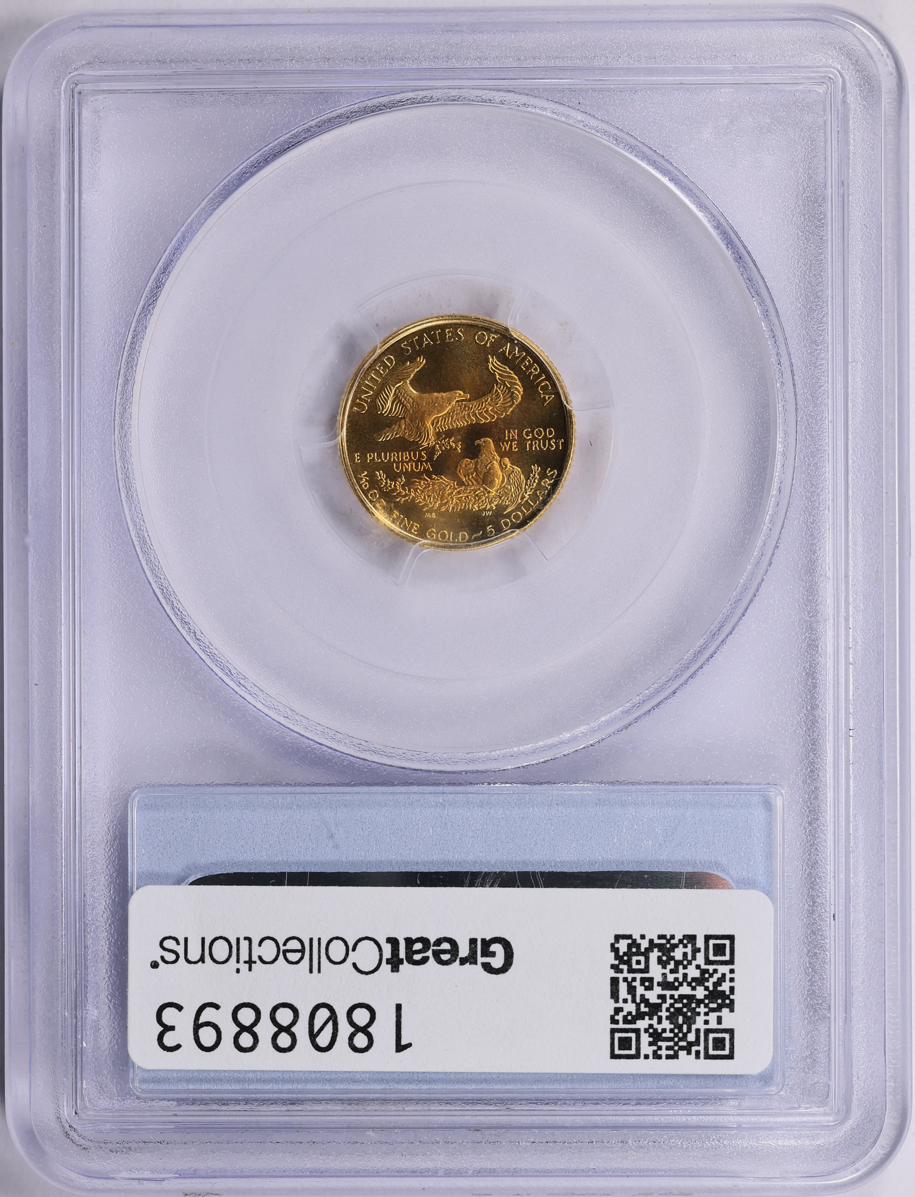 1999-W $5 Tenth-Ounce Gold American Eagle Made from Unfinished Proof ...