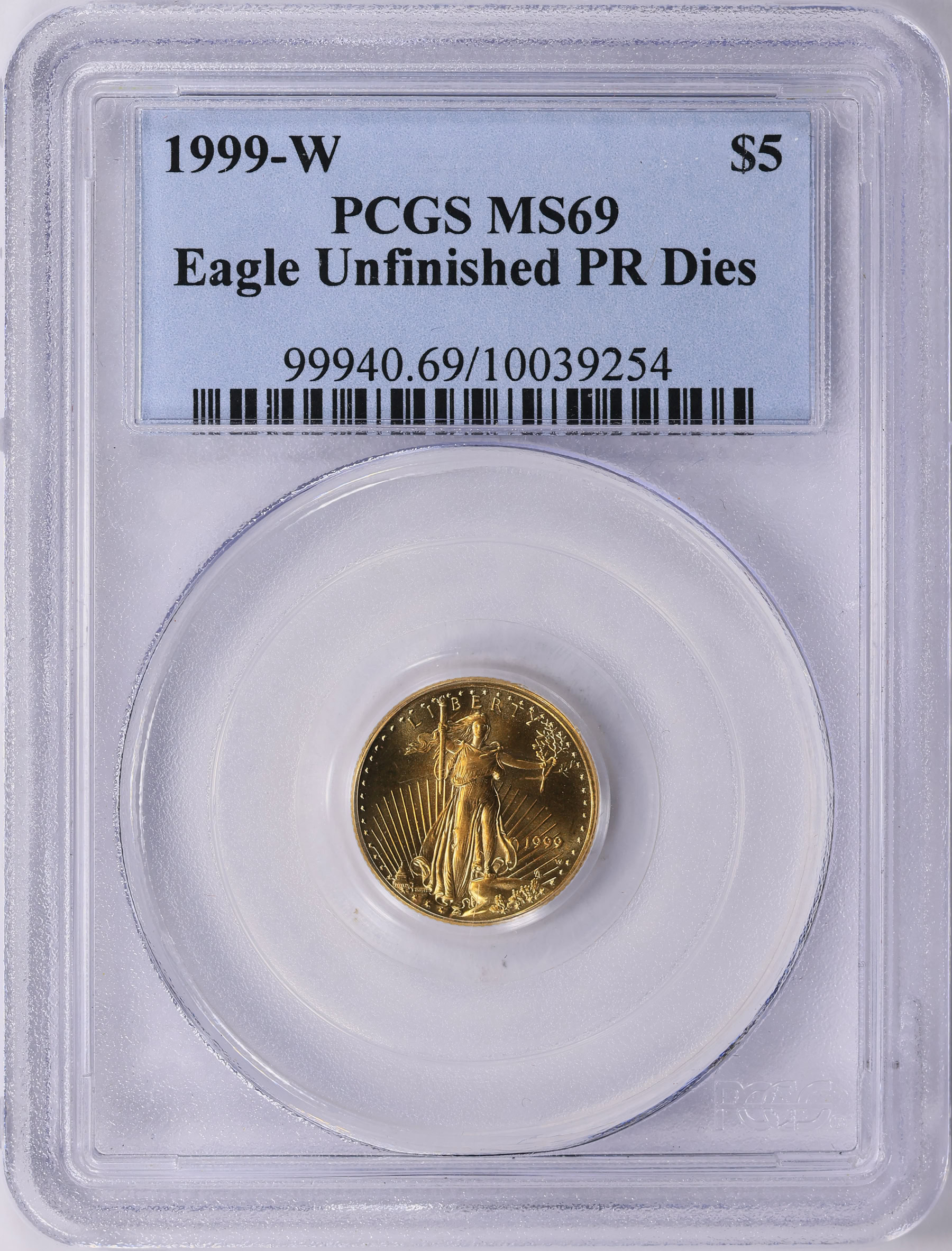 1999-W $5 Tenth-Ounce Gold American Eagle Made from Unfinished Proof ...