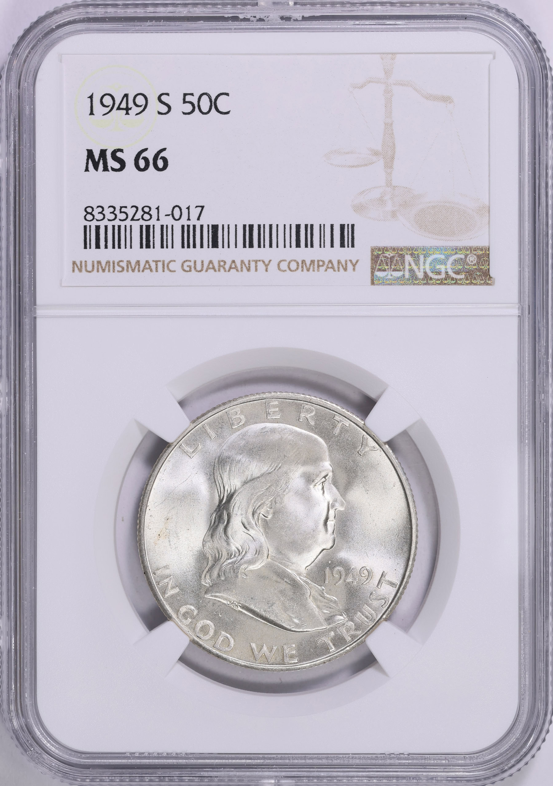 1949-S Franklin Half Dollar NGC MS-66 (Item 1809101) | GreatCollections ...