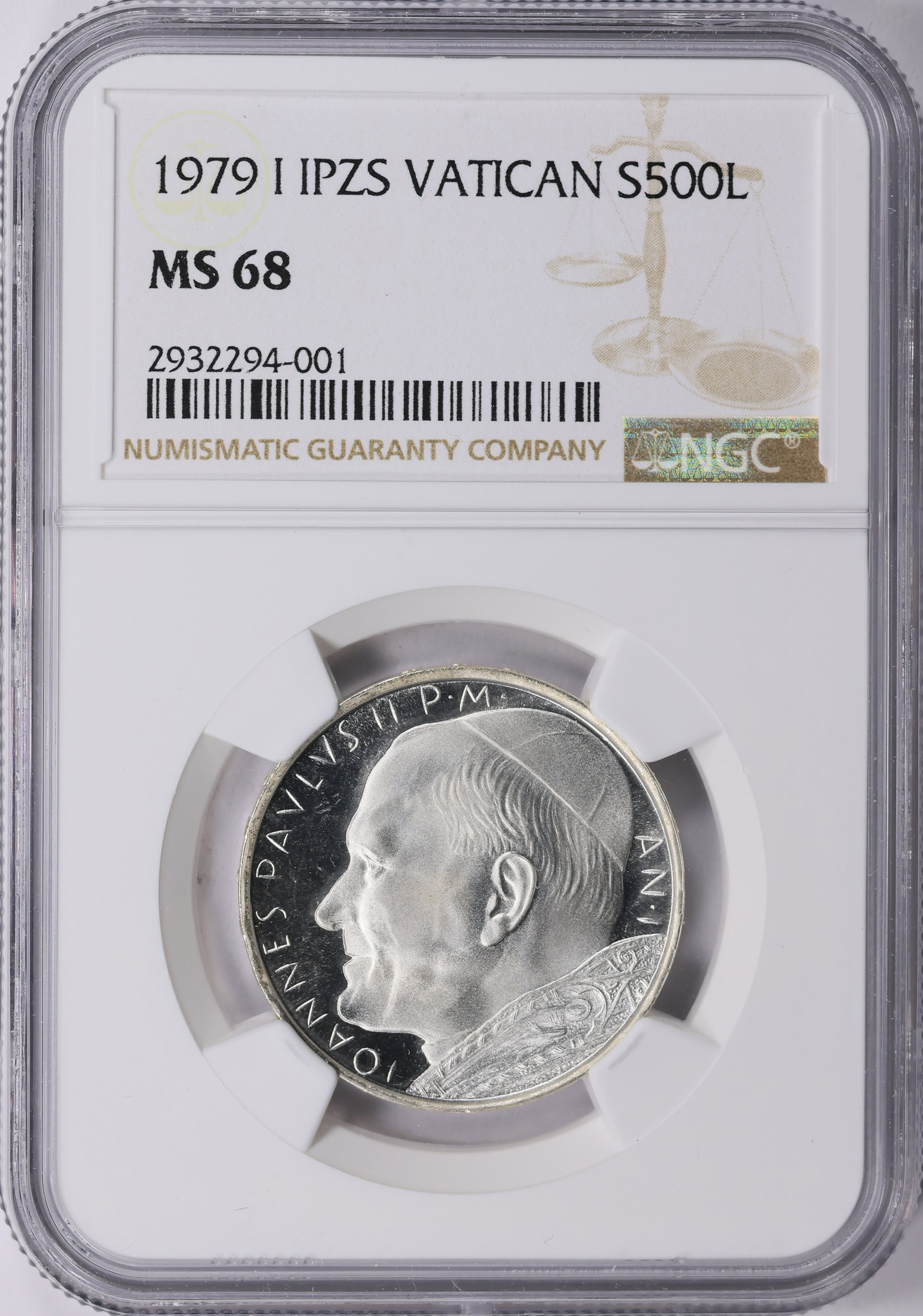 Vatican City 1979 Anno I-IPZS Silver 500 Lire KM-148 NGC MS-68 (Item 1809124) | GreatCollections ...
