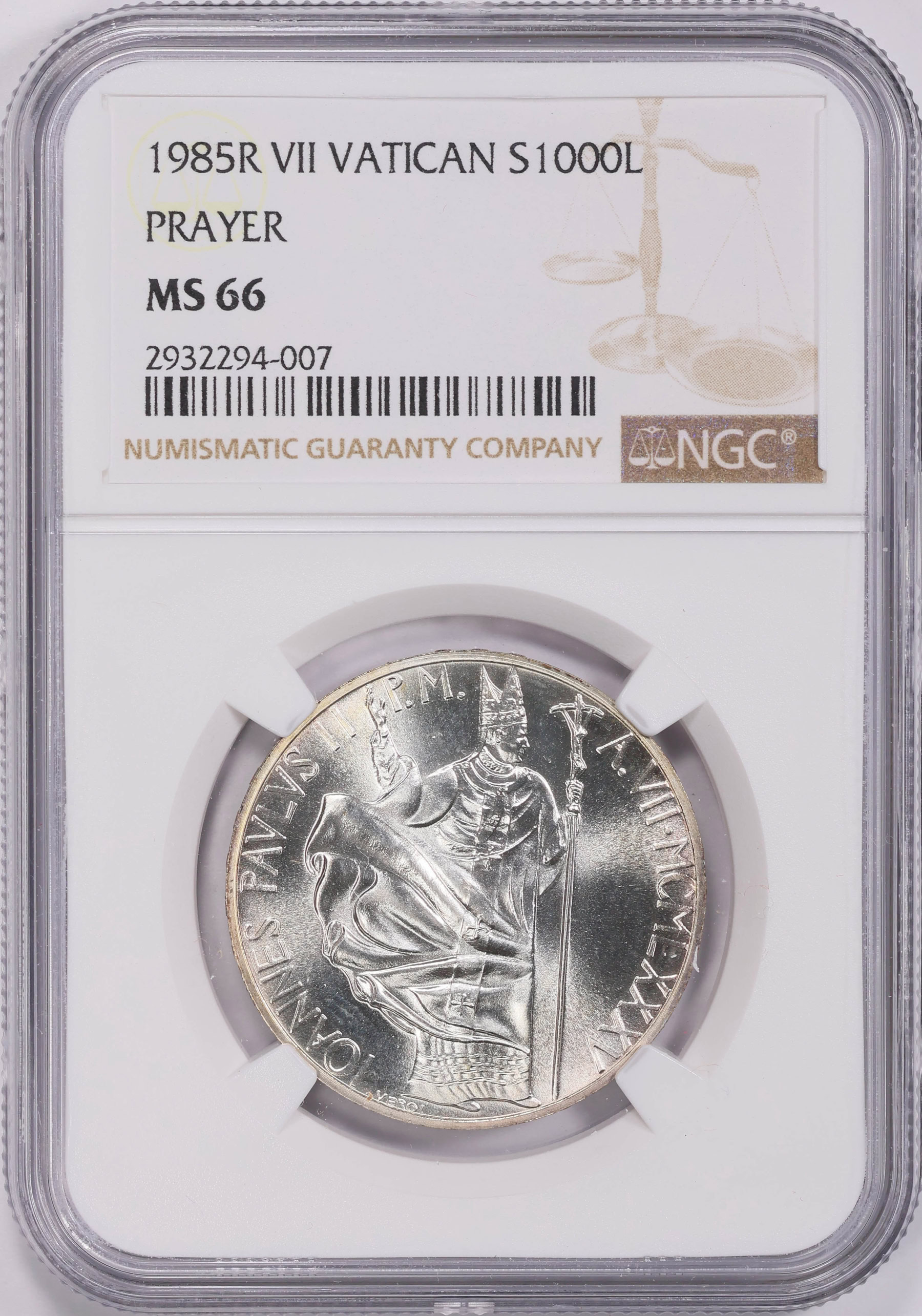 Vatican City 1985 Anno VII-R Silver 1,000 Lire KM-191 NGC MS-66 | NGC ...