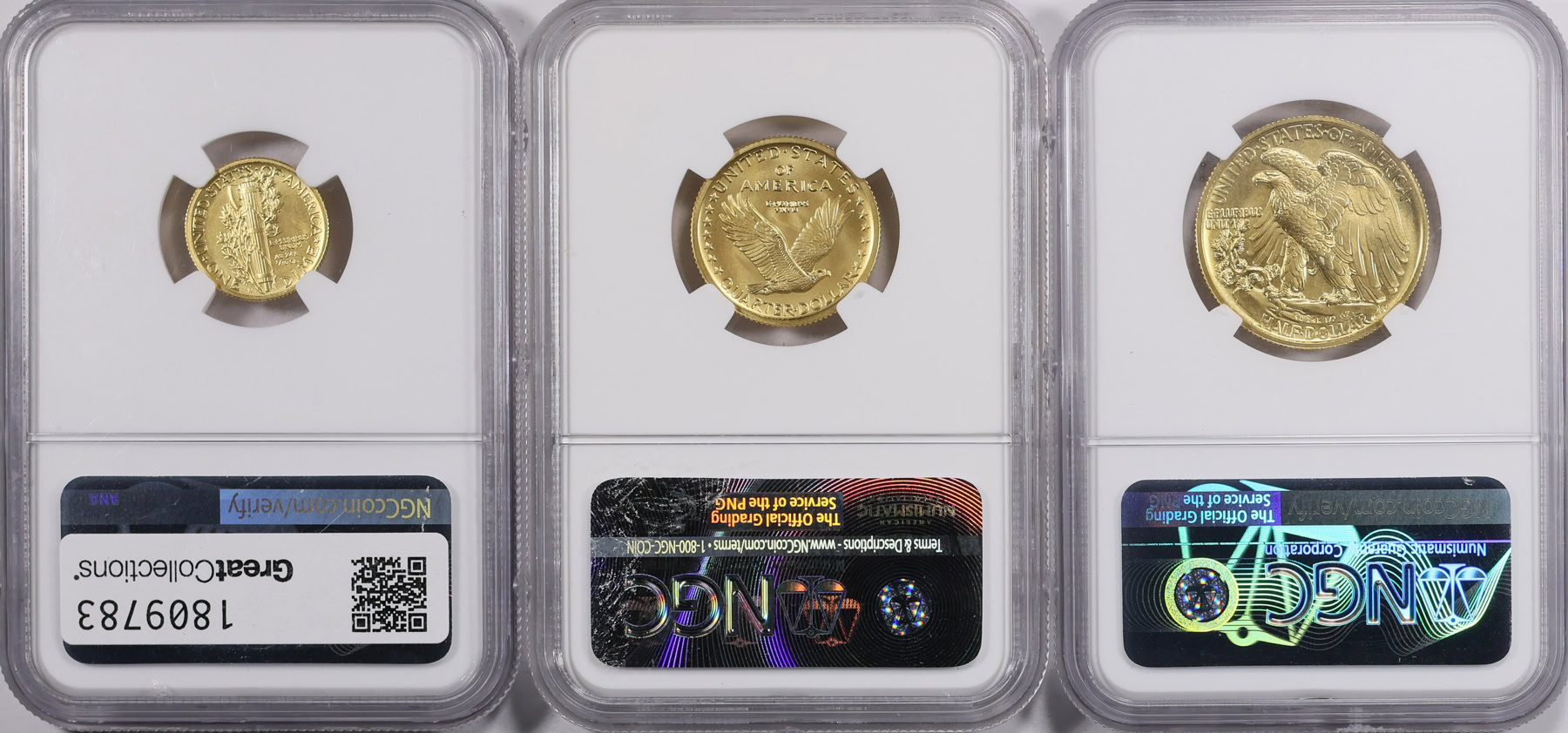 2016-W Gold Mercury Dime, Standing Liberty Quarter, and Walking Liberty ...