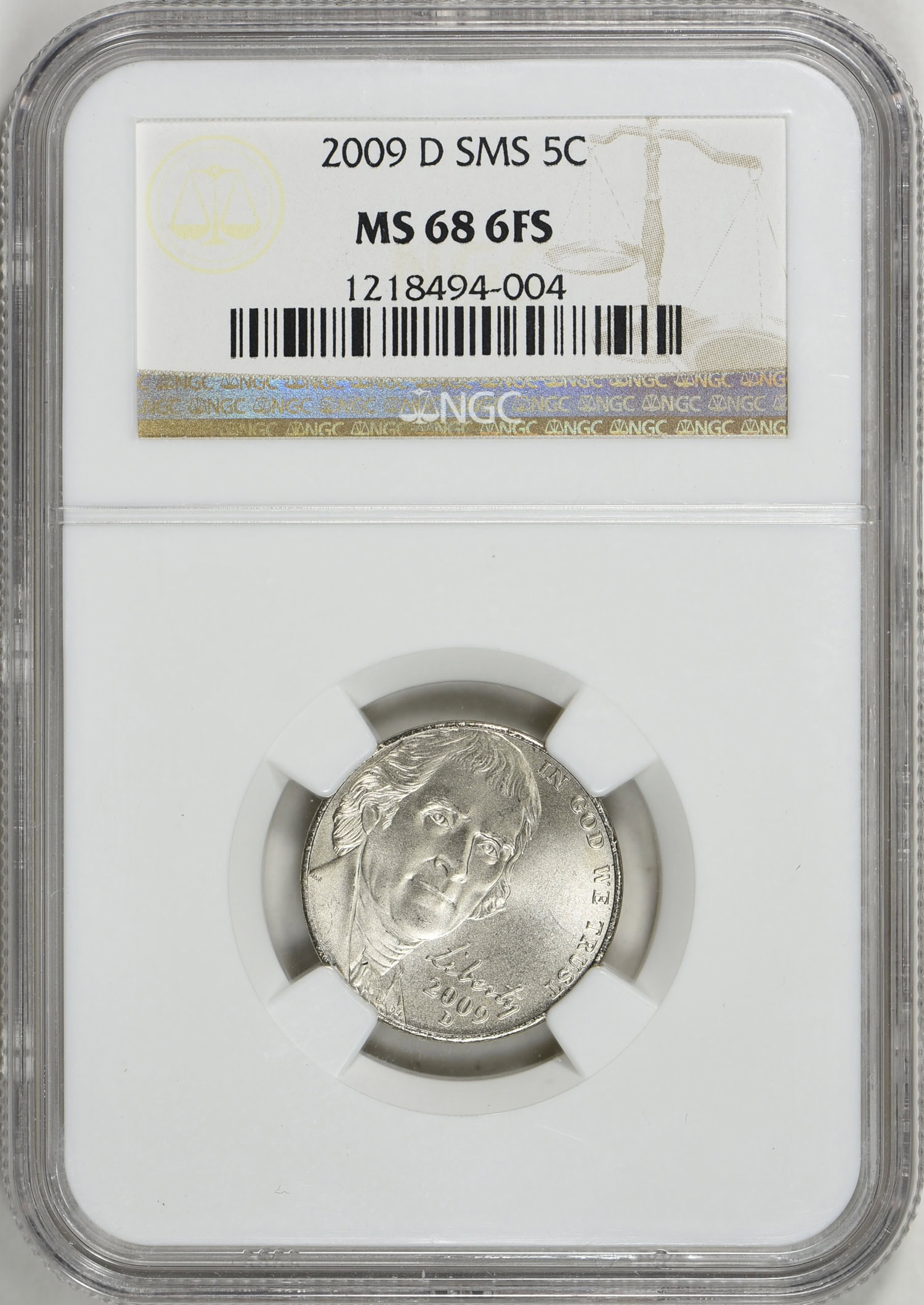 2009-D Jefferson Nickel SMS NGC MS-68 6FS (Item 1809824 ...