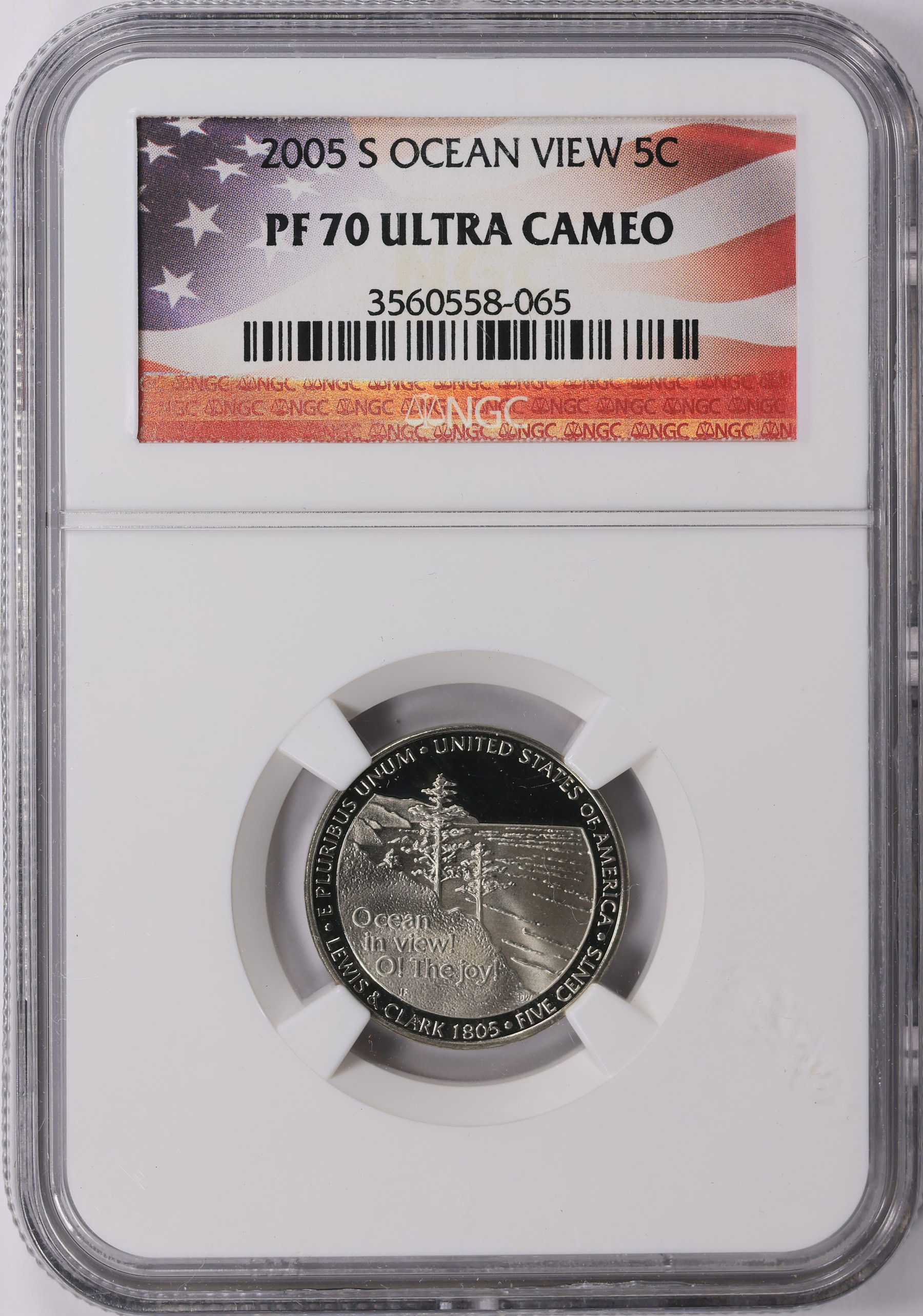 2005-S Jefferson Nickel Ocean in View NGC Proof-70 UC (Flag Label ...