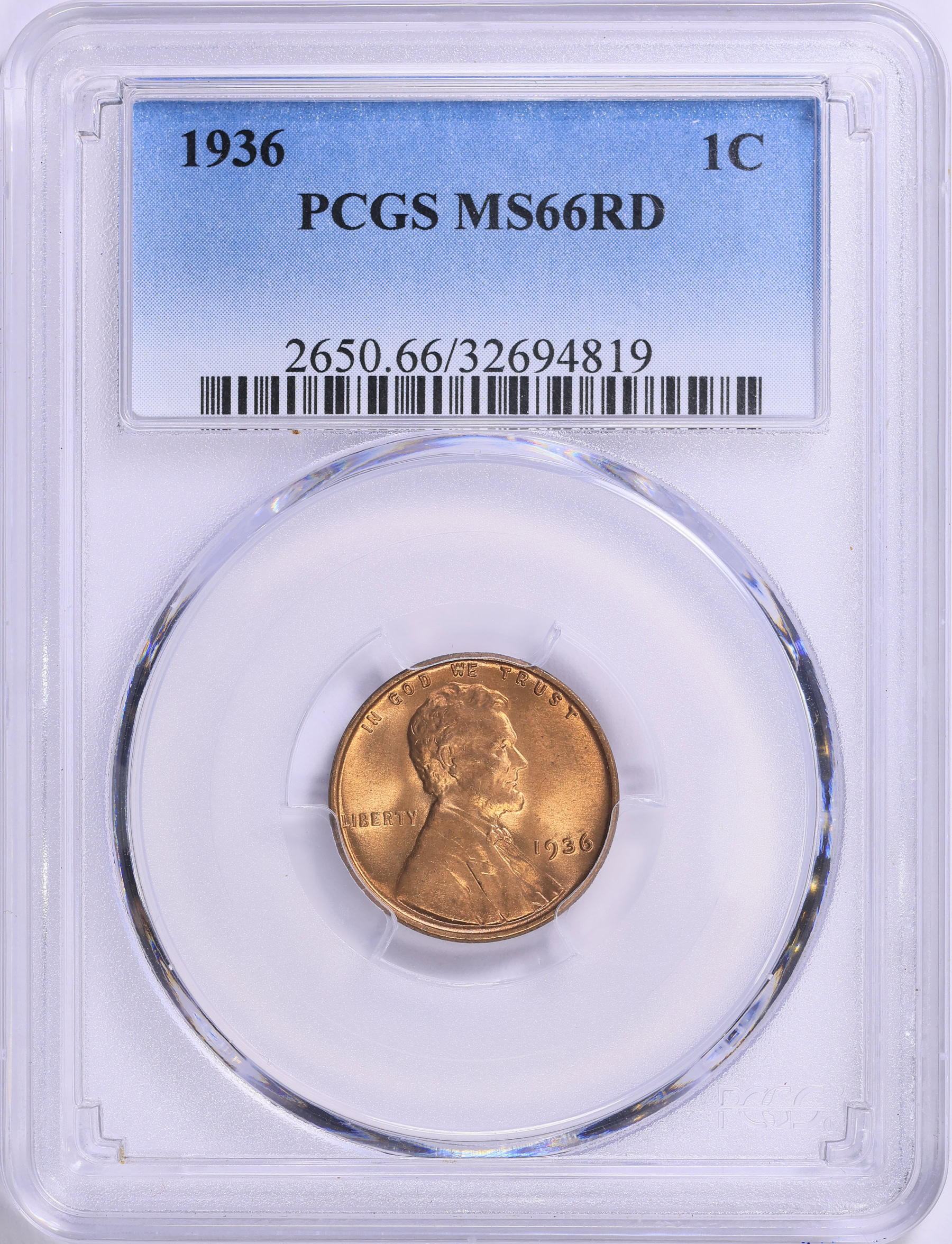 1936 Lincoln Cent PCGS MS-66 RD (Item 1809841) | GreatCollections Coin Auctions