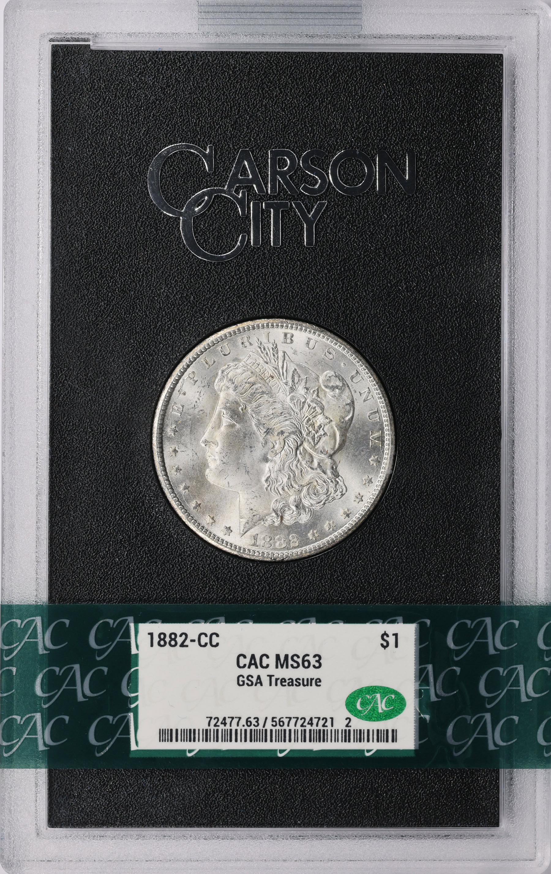 1882-CC Morgan Silver Dollar GSA Treasure CACG MS-63 (GSA Holder) (With GSA Box and Unnumbered ...