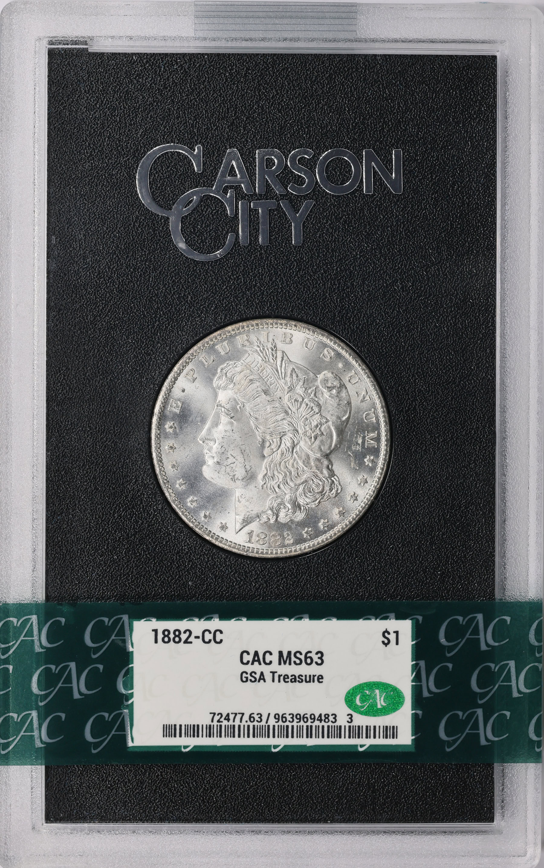 1882-CC Morgan Silver Dollar GSA Treasure CACG MS-63 (GSA Holder) (With GSA Box and Unnumbered ...