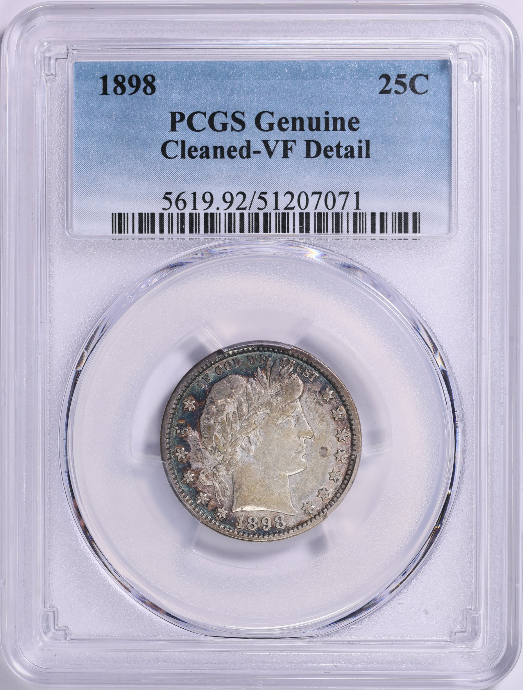 1898 Barber Quarter PCGS Genuine VF Details (Item 1809942) | GreatCollections Coin Auctions