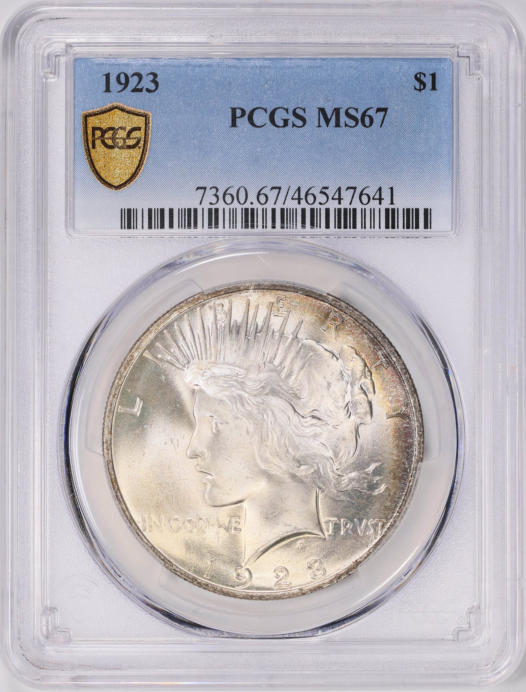 1923 Peace Silver Dollar PCGS MS-67 (Toned) (Item 1809957) | GreatCollections Coin Auctions