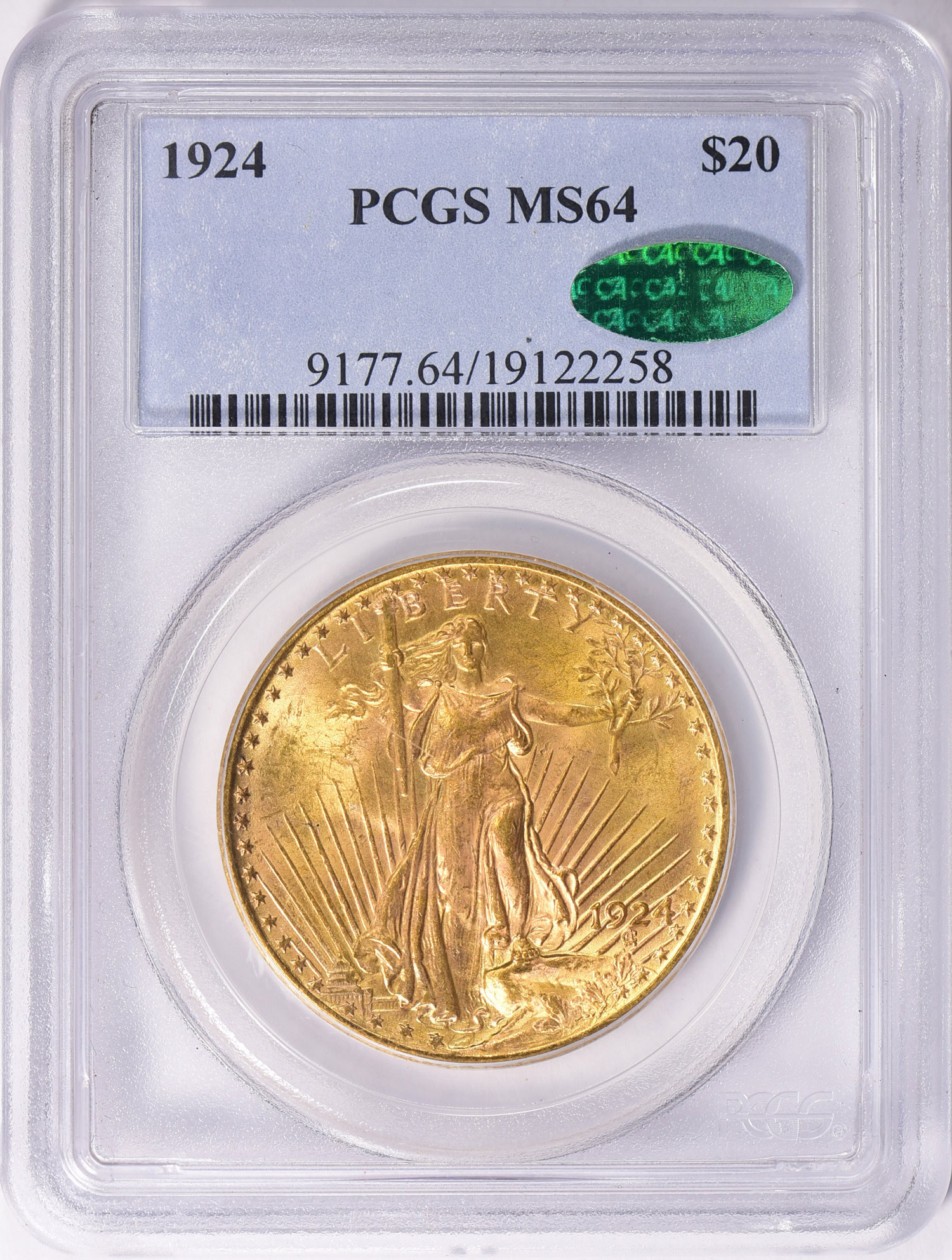 1924 Saint-Gaudens Gold Double Eagle PCGS MS-64 (CAC Green) (Item 1810010) | GreatCollections ...