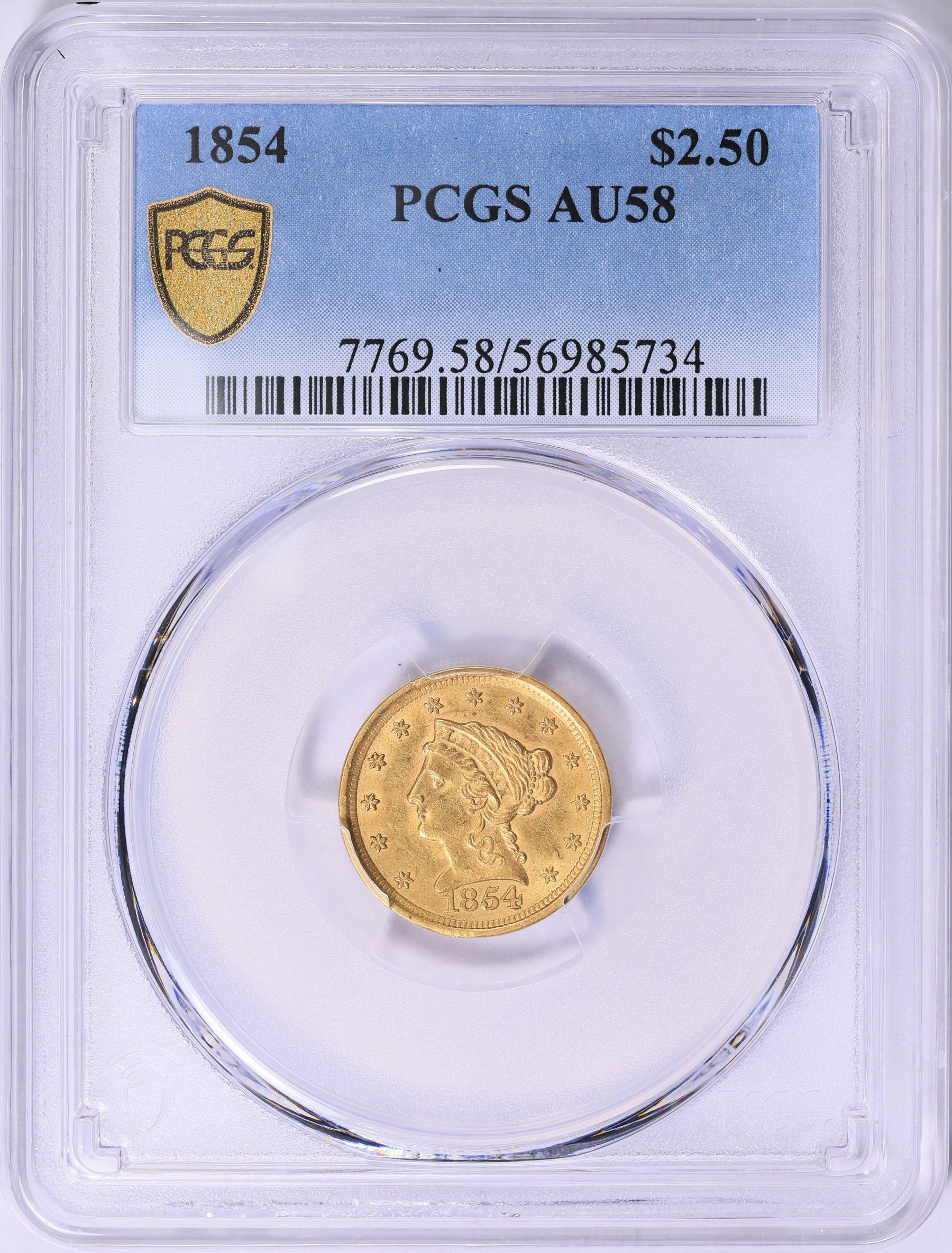 1854 Liberty Gold Quarter Eagle PCGS AU-58 (Item 1810093) | GreatCollections Coin Auctions