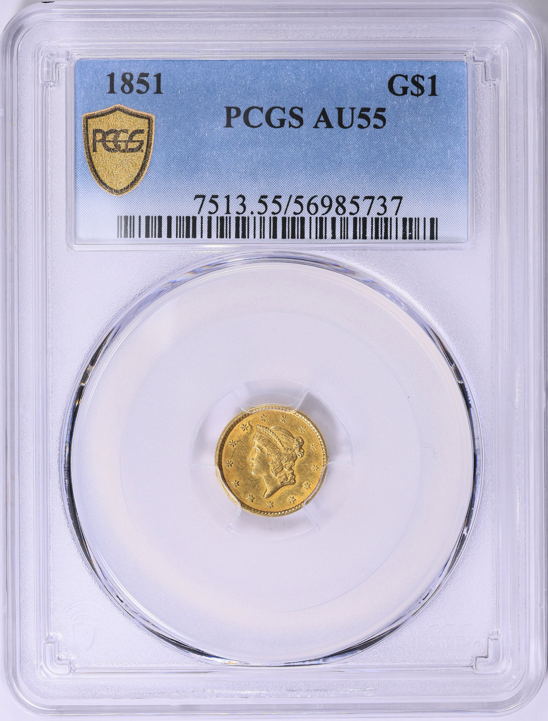 1851 Liberty Gold Dollar PCGS AU-55 (Item 1810096) | GreatCollections Coin Auctions