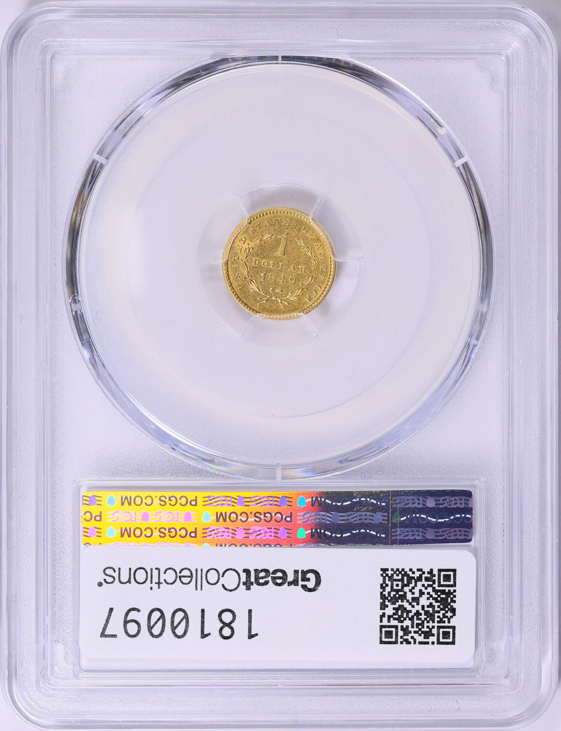 1849 Liberty Gold Dollar Closed Wreath PCGS AU-50 (Item 1810097 ...
