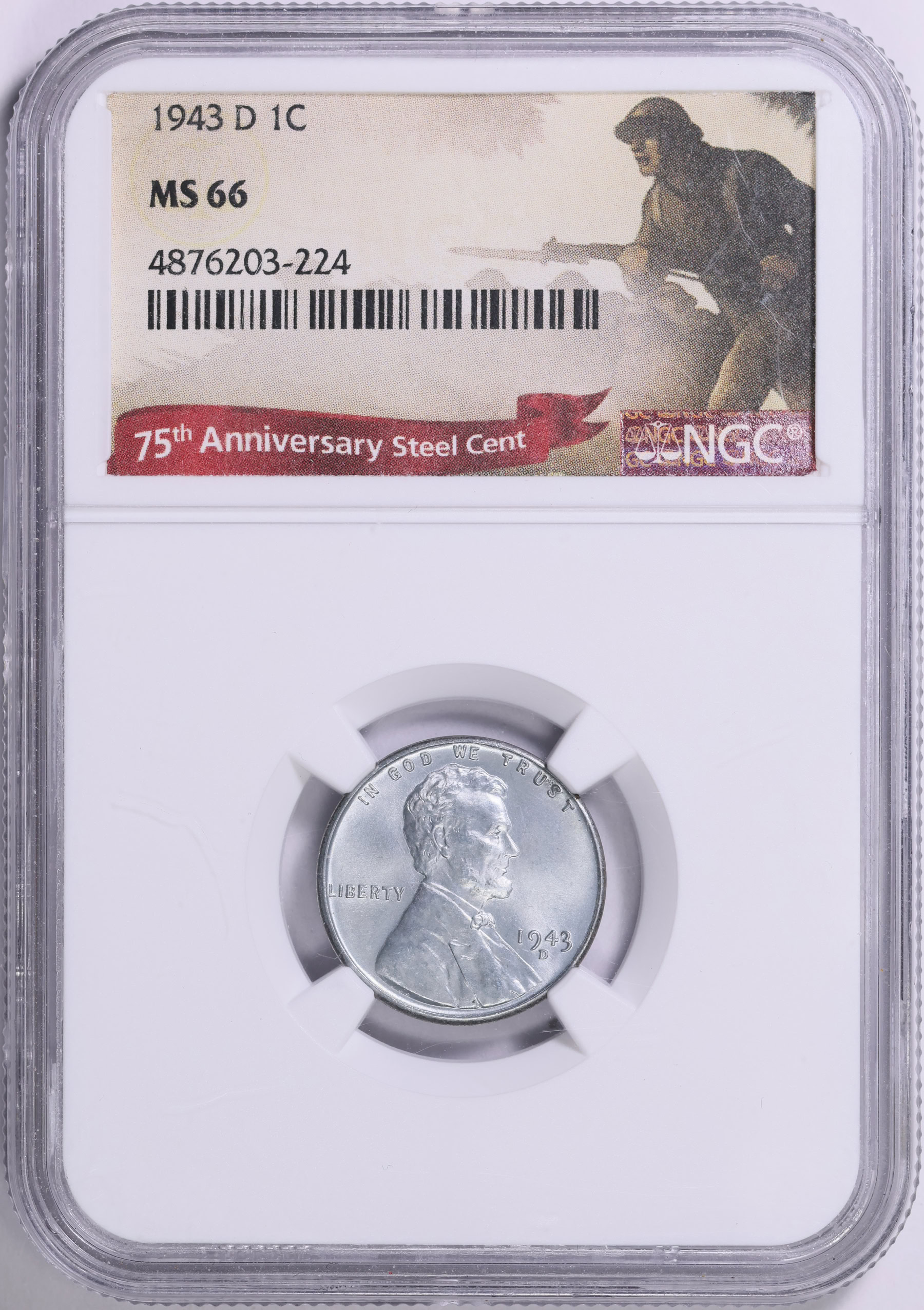 1943-D Lincoln Cent NGC MS-66 (75th Anniversary Steel Cent Label) (Item ...