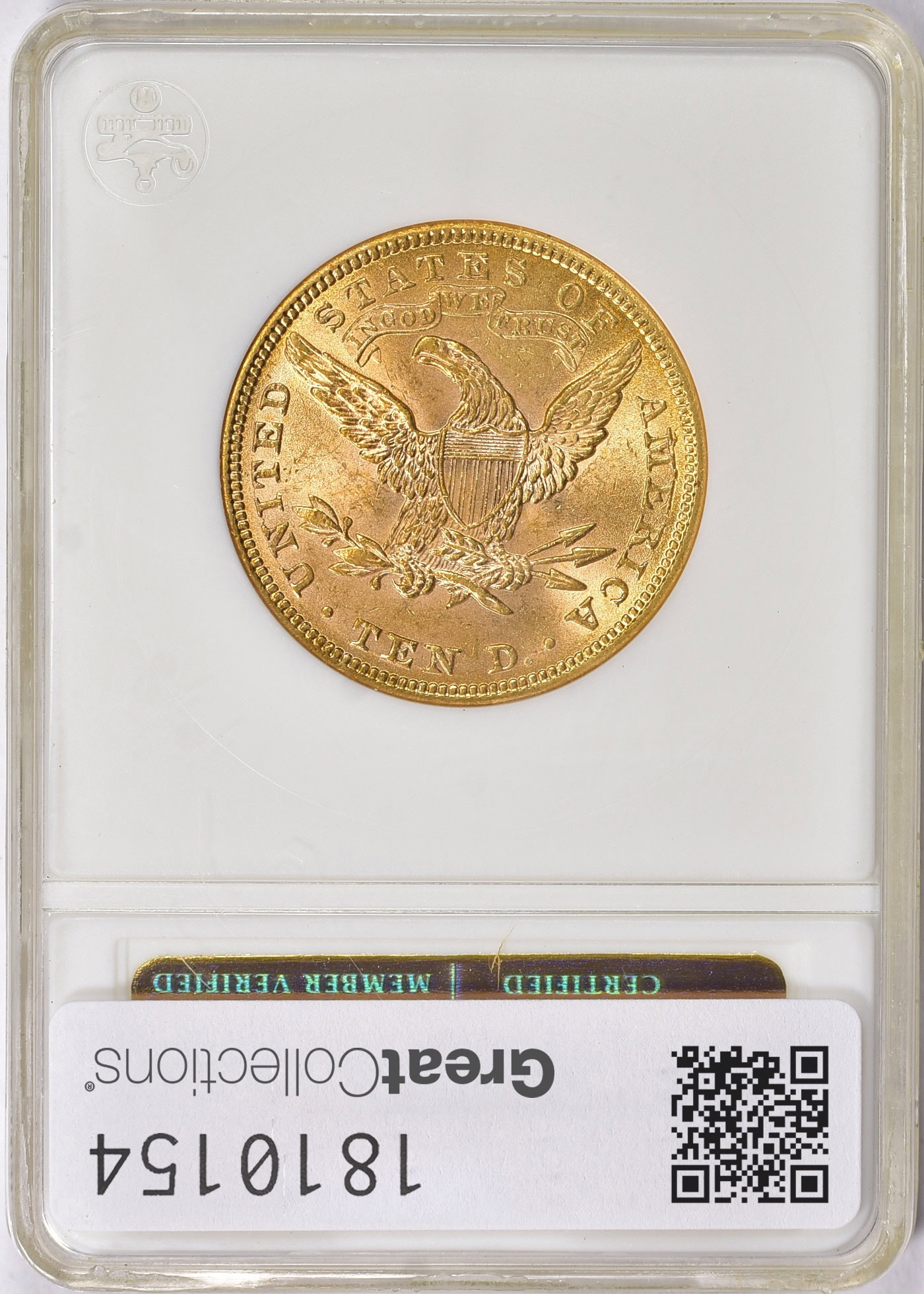 1899 Liberty Gold Eagle ANACS MS-61 OH (Item 1810154) | GreatCollections Coin Auctions