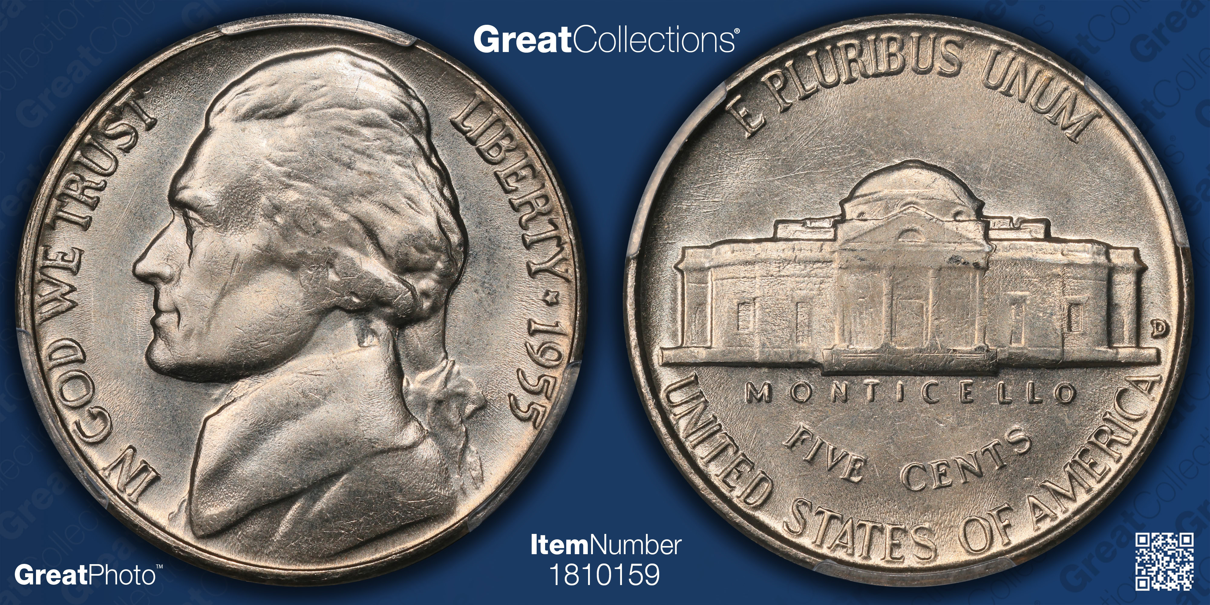 1955-D Jefferson Nickel Over Mint Mark PCGS MS-65 (Item 1810159 ...