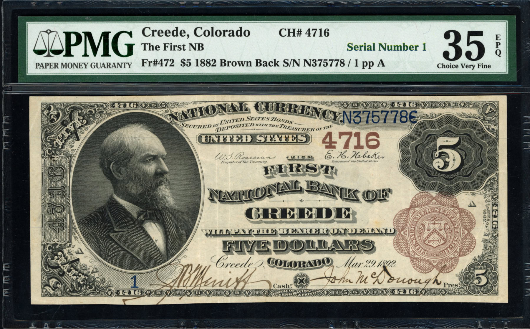 Fr. 472 Creede, Colorado, The First National Bank of Creede, Charter ...