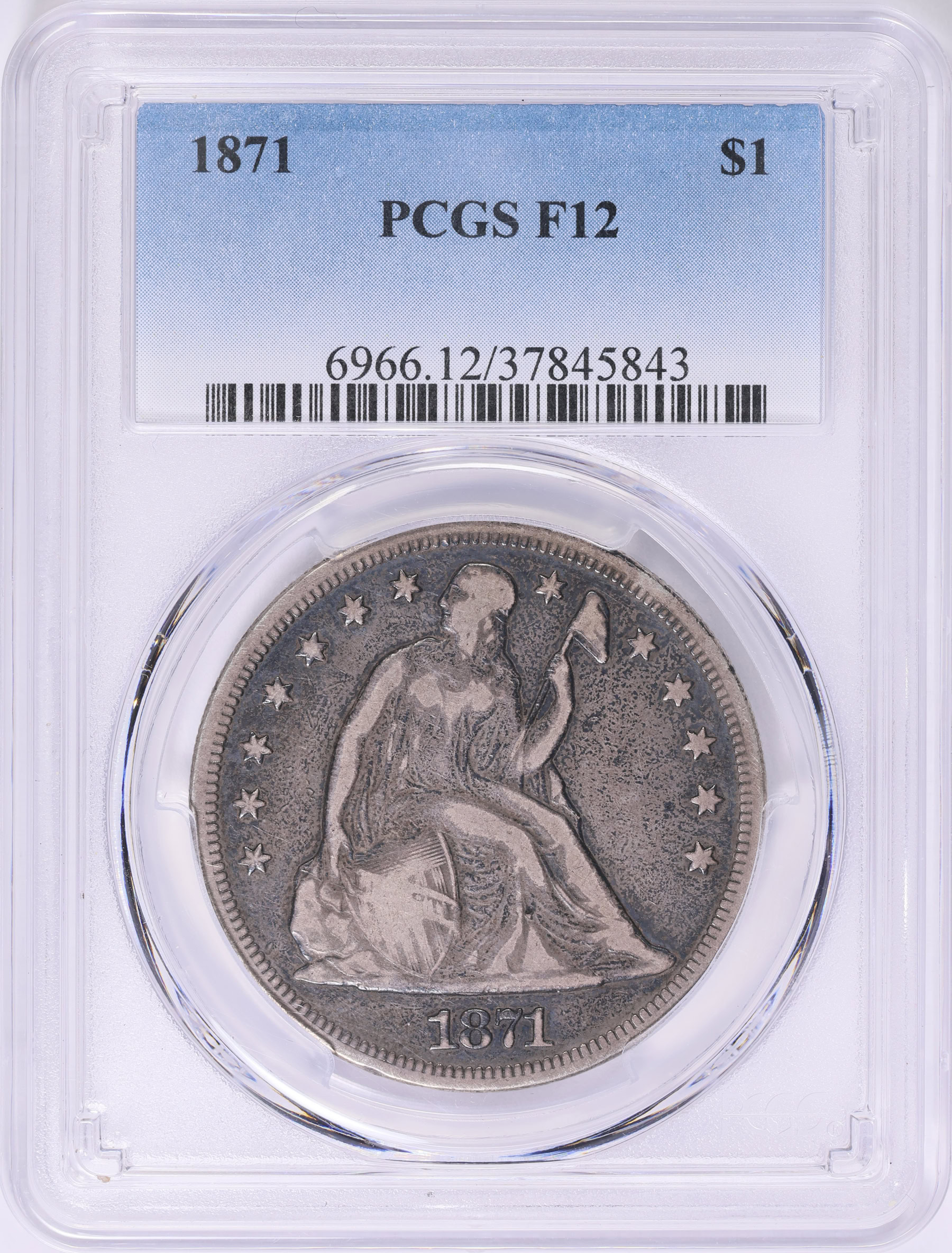 1871 Seated Liberty Silver Dollar PCGS F-12 (Item 1810186) | GreatCollections Coin Auctions