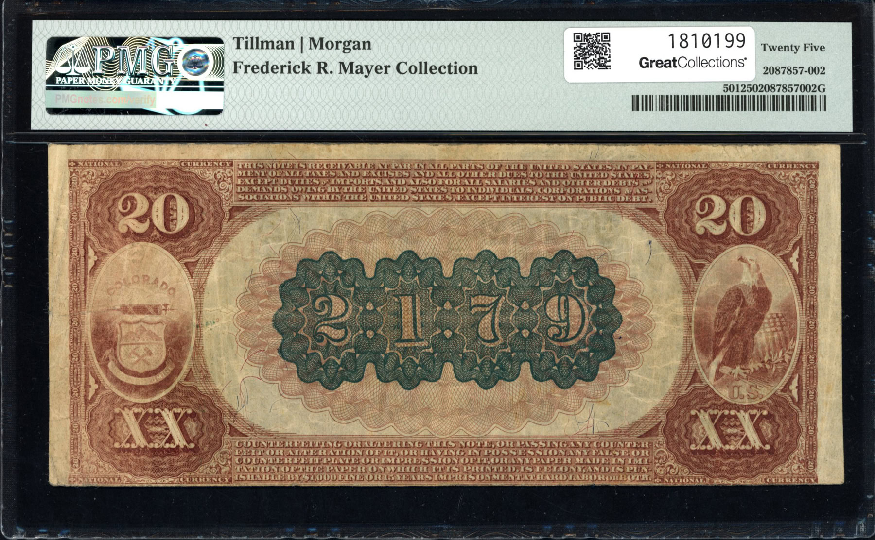 Fr. 501 Colorado Springs, Colorado, The First National Bank of Colorado ...