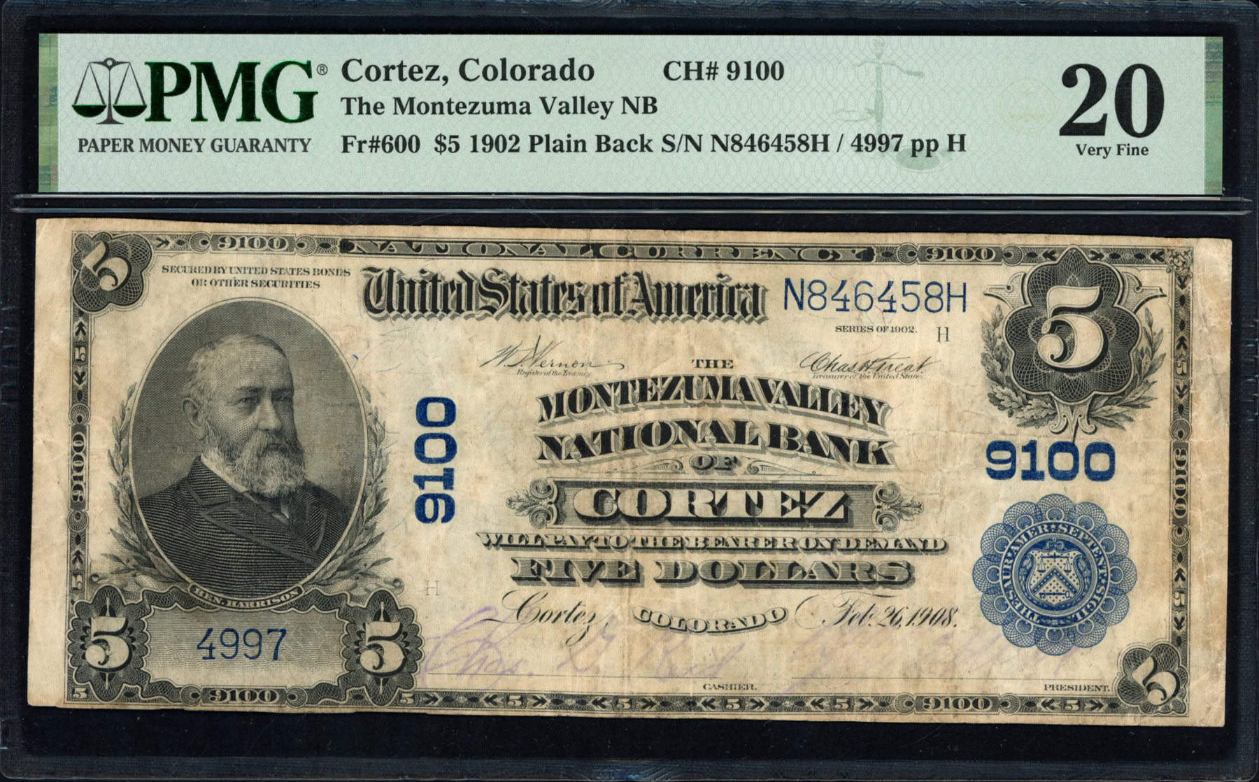 Fr. 600 Cortez, Colorado, the Montezuma Valley National Bank of Cortez ...