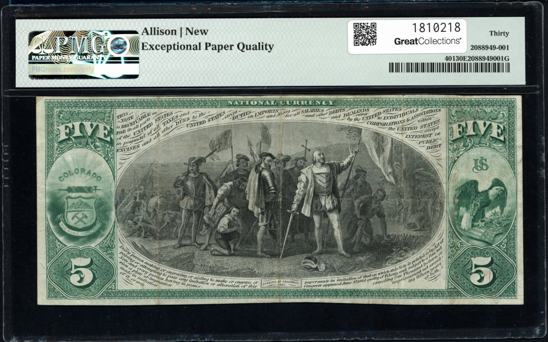 Fr. 401 Central City, Colorado Territory, The First National Bank of ...