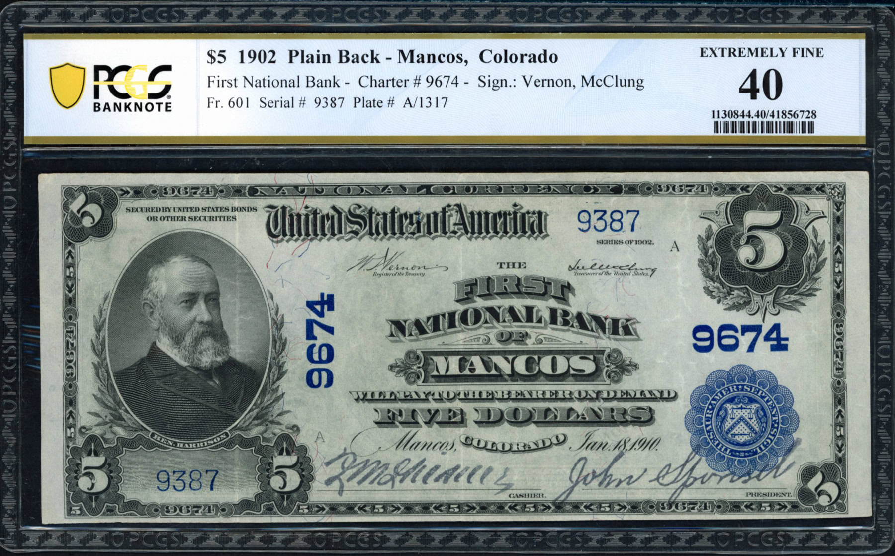 Fr. 601 Mancos, Colorado, The First National Bank of Mancos, Charter ...