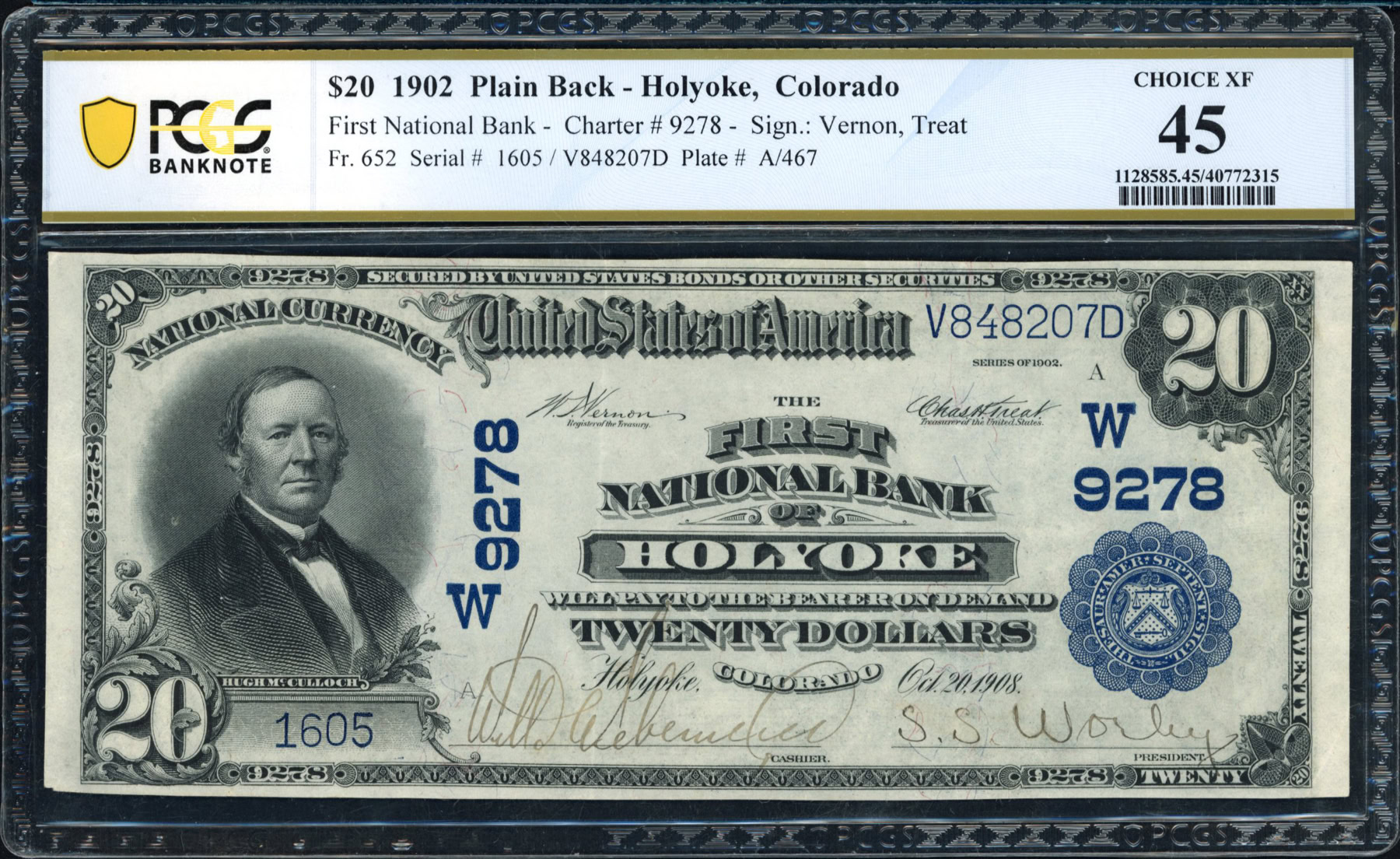 Fr. 652 Holyoke, Colorado, The First National Bank of Holyoke, Charter ...