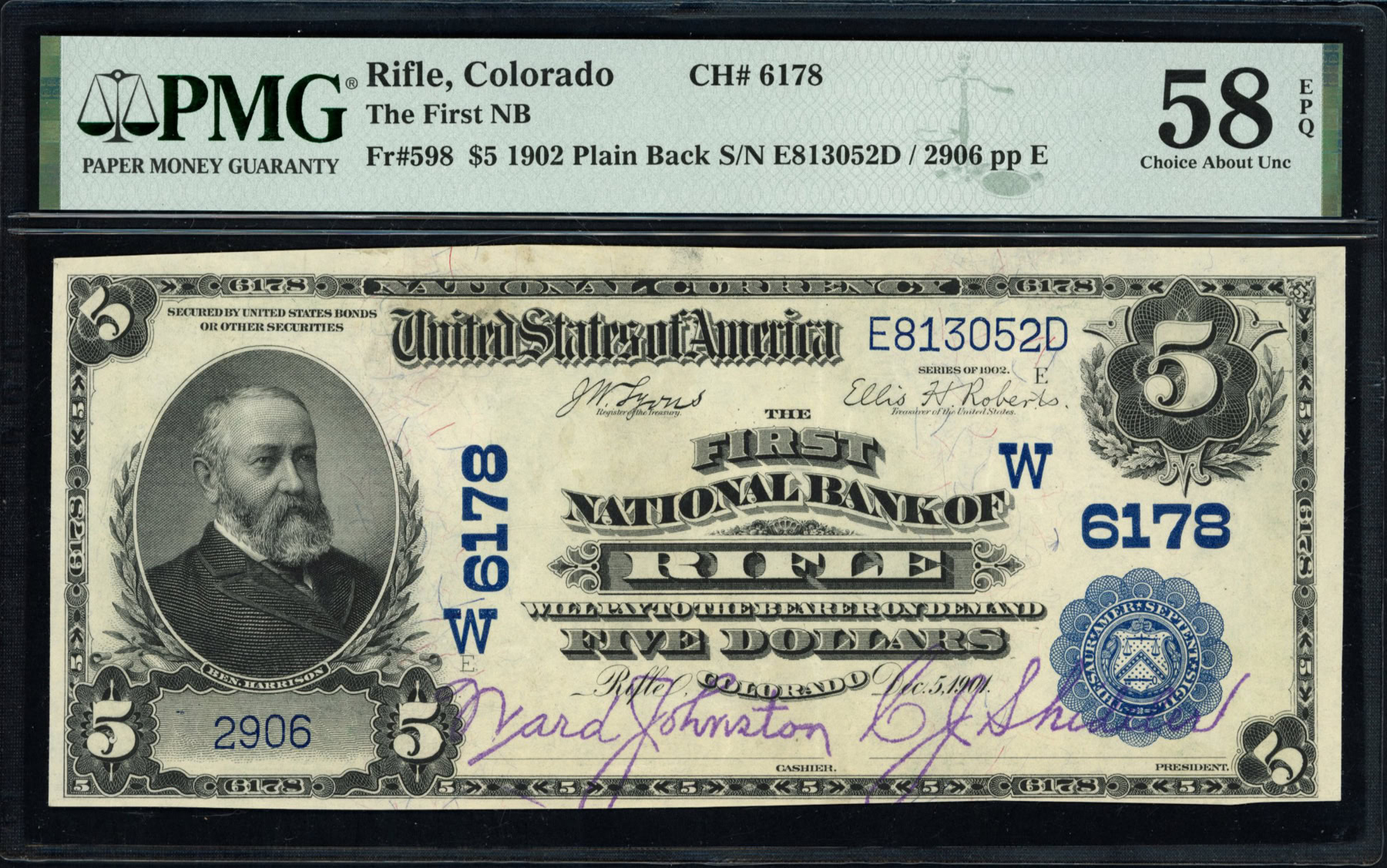 Fr. 598 Rifle, Colorado, The First National Bank of Rifle, Charter ...