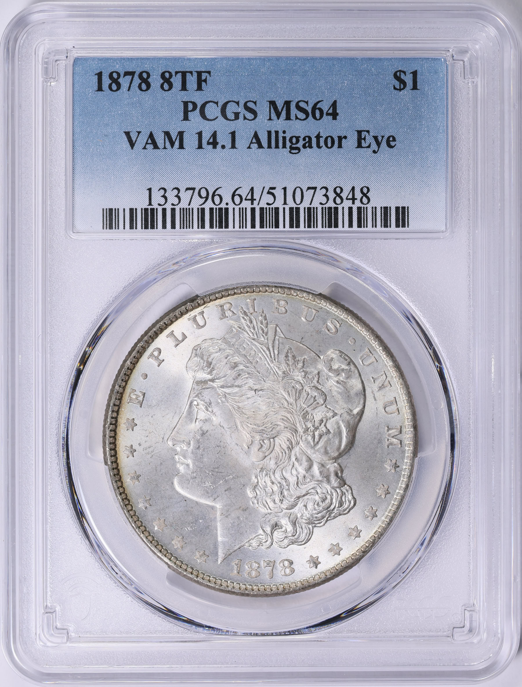 1878 8TF Morgan Silver Dollar Alligator Eye VAM-14.1 PCGS MS-64 (Item 1810362 ...