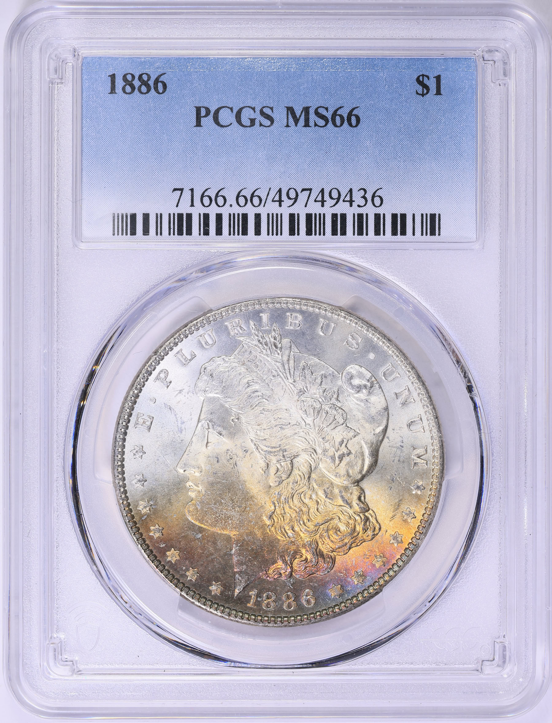 1886 Morgan Silver Dollar PCGS MS-66 (Toned) (Item 1810392) | GreatCollections Coin Auctions