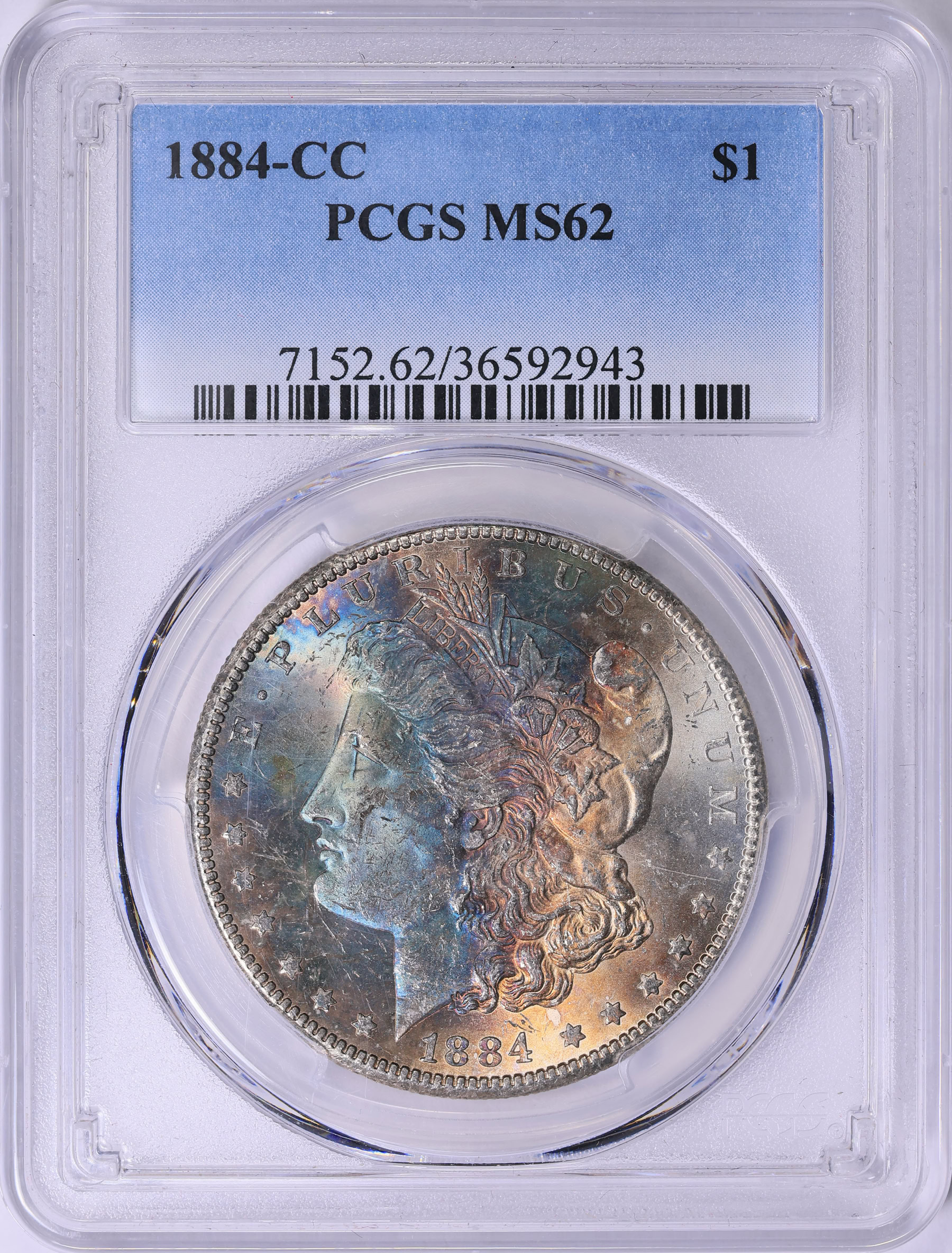 1884-CC Morgan Silver Dollar PCGS MS-62 (Toned) (Item 1810404) | GreatCollections Coin Auctions