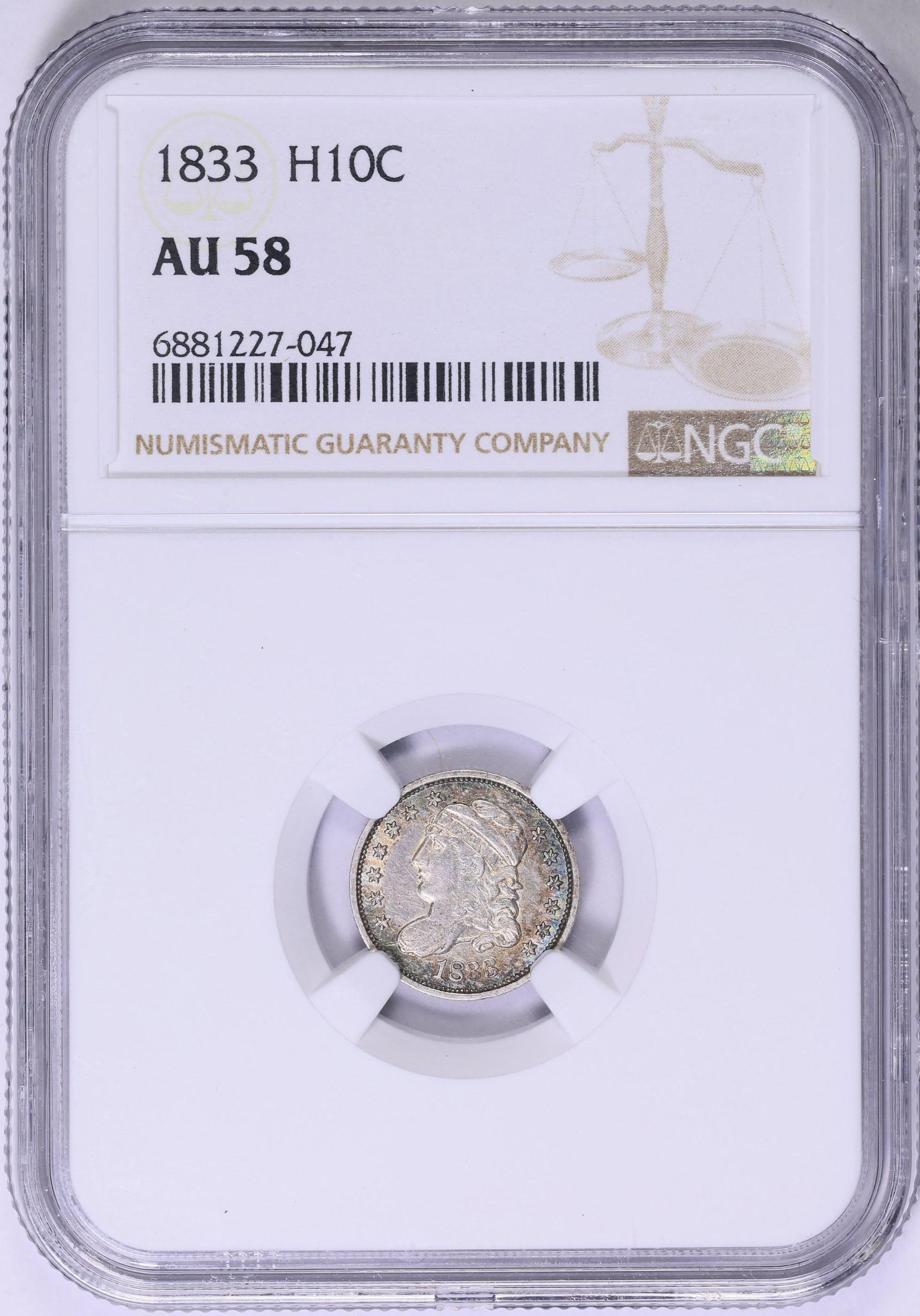 1833 Capped Bust Half Dime NGC AU-58 (Toned) (Item 1810408 ...