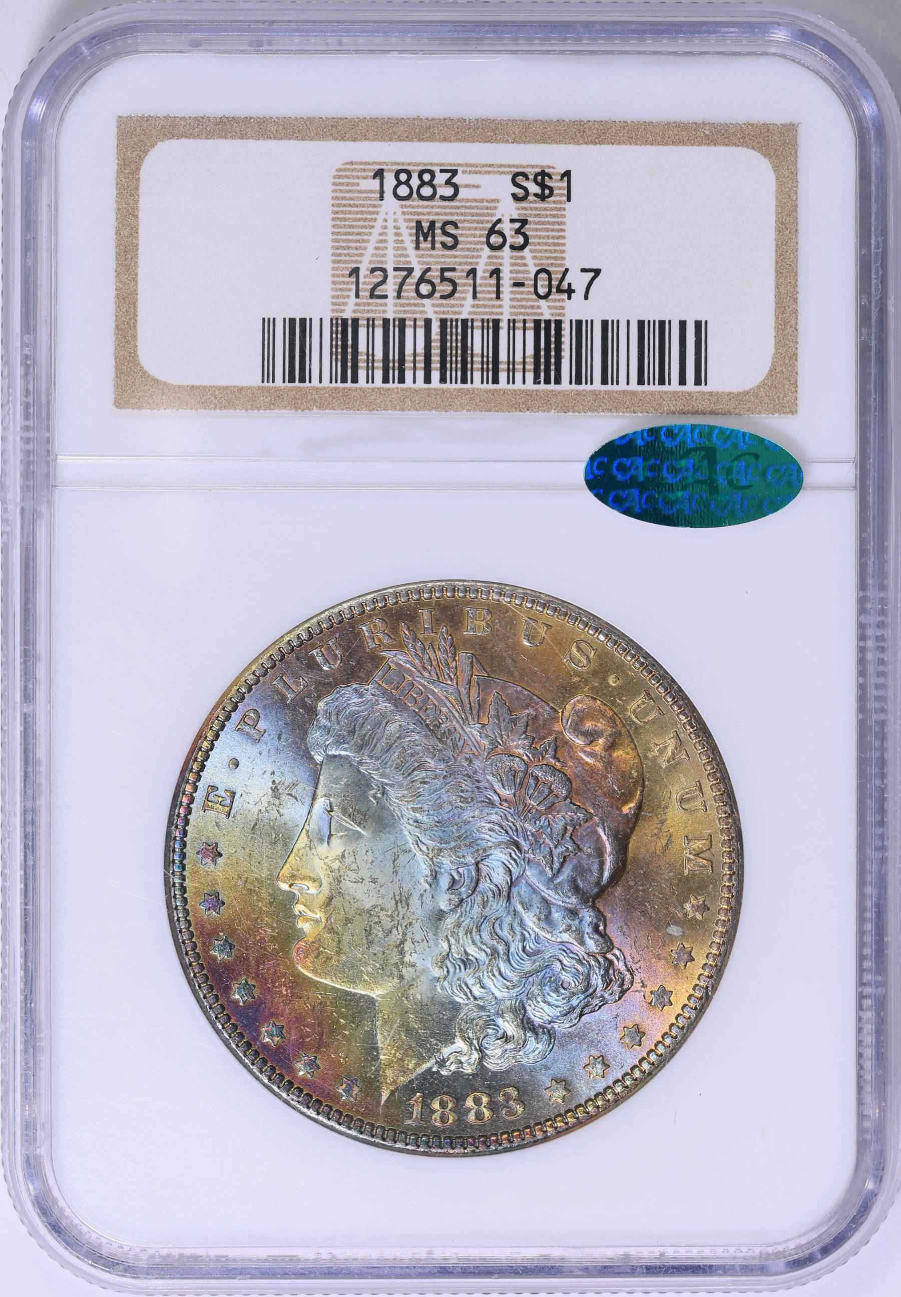 1883 Morgan Silver Dollar NGC MS-63 (CAC Green) (Toned) (Item 1810501) | GreatCollections Coin ...