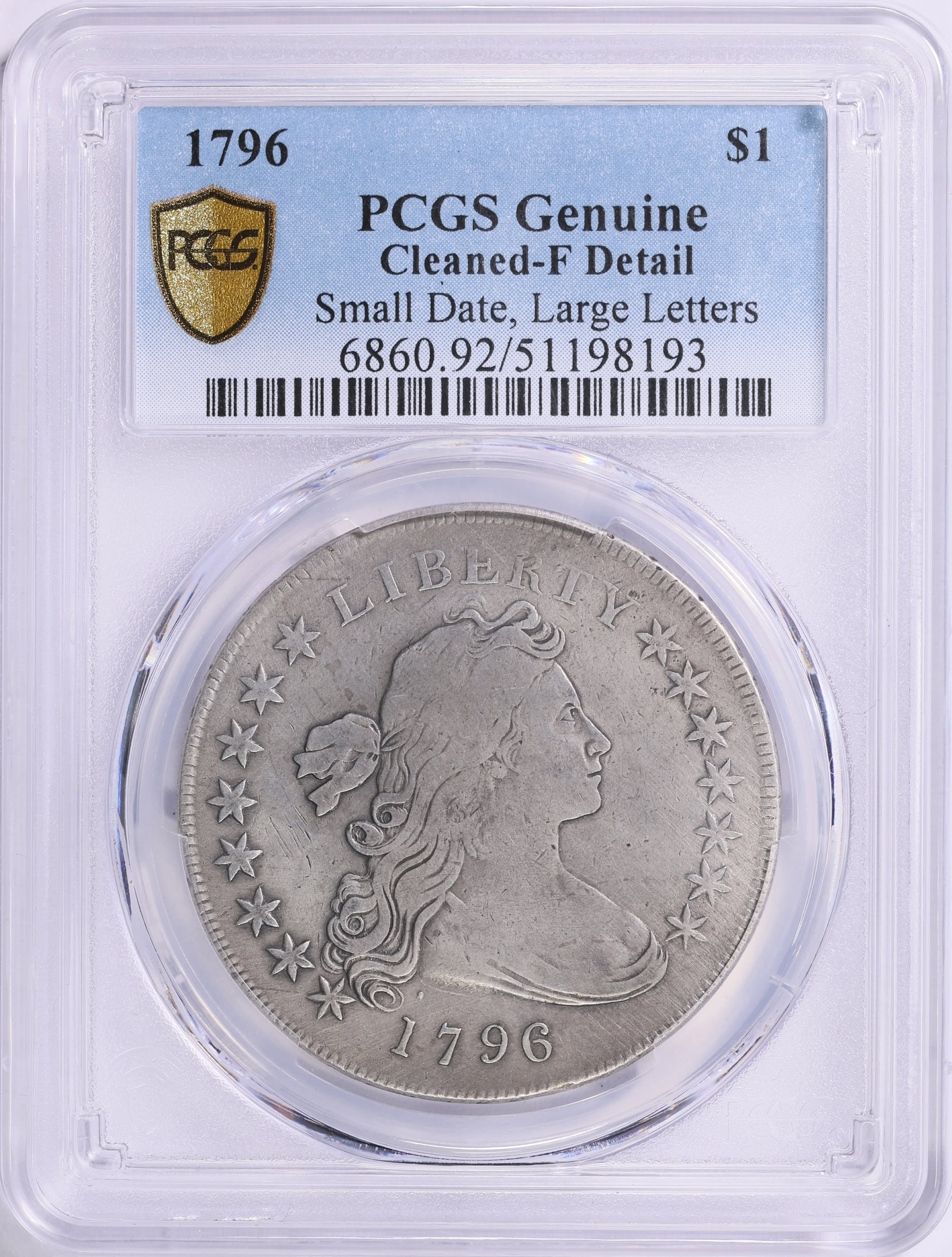 1796 Draped Bust Silver Dollar Small Date, Large Letters PCGS Genuine ...