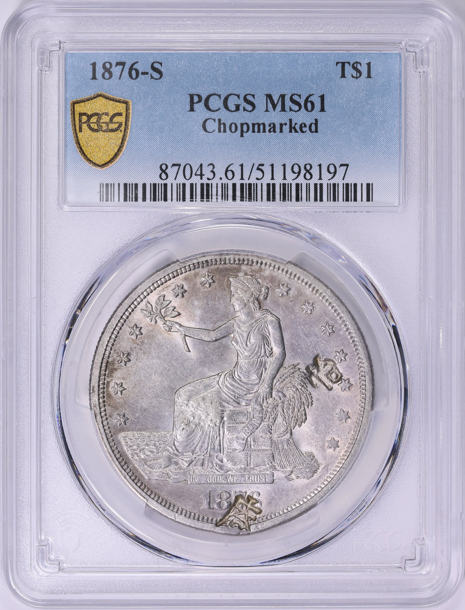 1876-S Trade Silver Dollar Chop Mark PCGS MS-61 (Item 1810507) | GreatCollections Coin Auctions