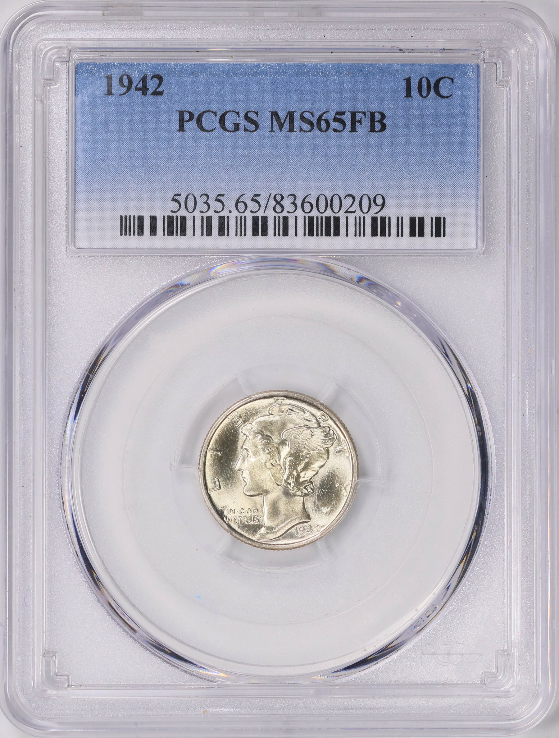 1942 Mercury Dime PCGS MS-65 FB (Item 1810598) | GreatCollections Coin Auctions
