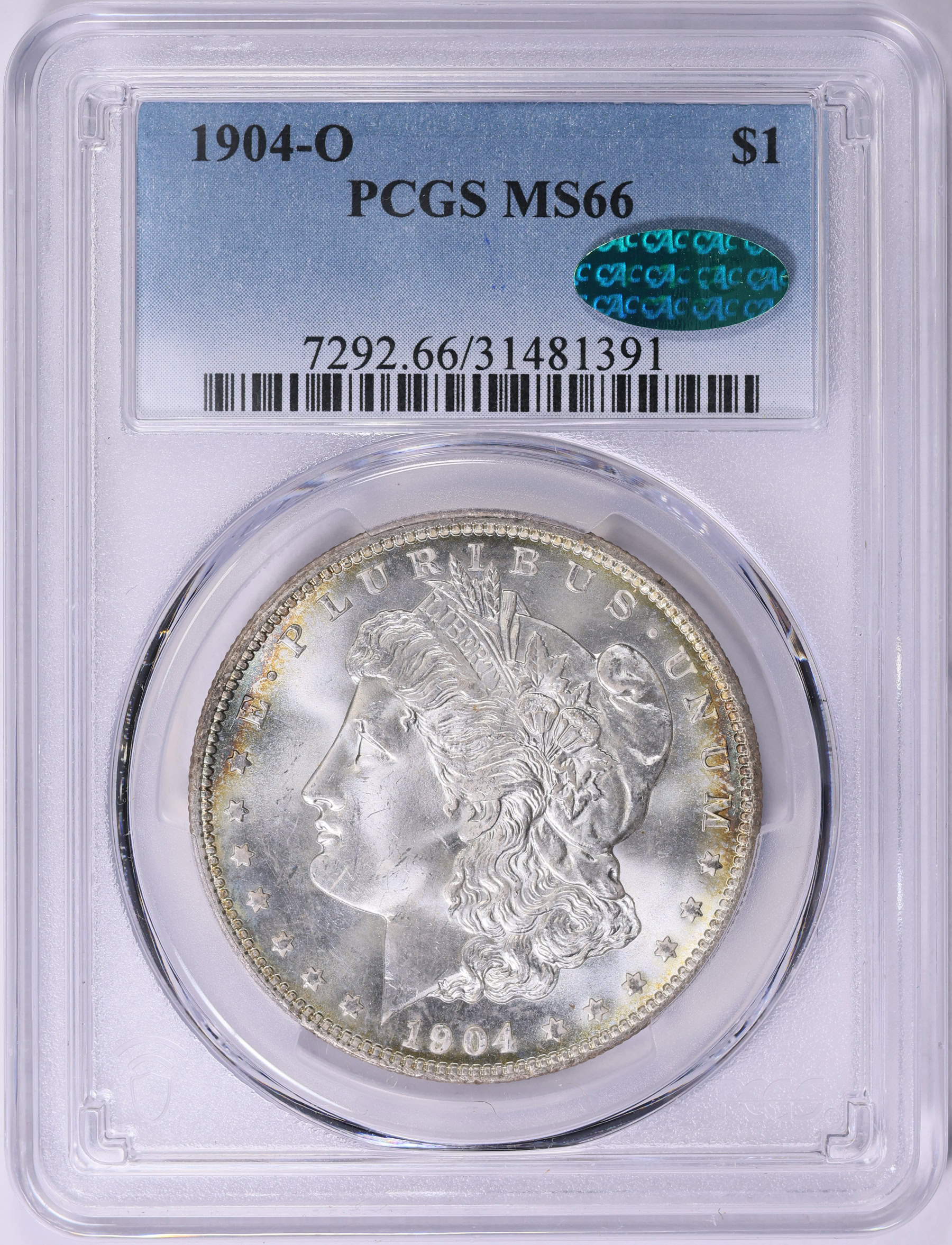 1904-O Morgan Silver Dollar PCGS MS-66 (CAC Green) (Toned) (Item 1810709) | GreatCollections ...
