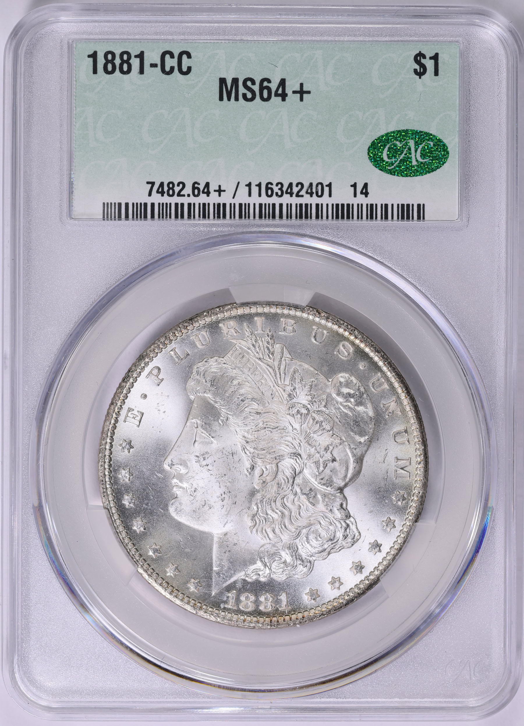 1881-CC Morgan Silver Dollar CACG MS-64+ (Item 1810731) | GreatCollections Coin Auctions
